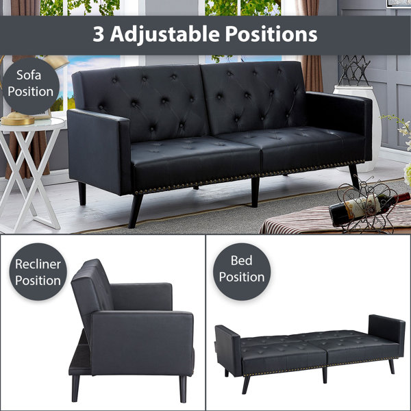 Williston Forge Sprague 75" Faux Leather Tuxedo Arm Sofa with ...