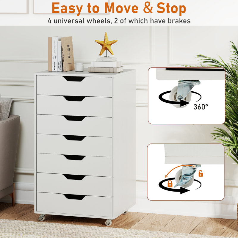 The Twillery Co.® 7 Drawer Rolling Storage Chest & Reviews | Wayfair