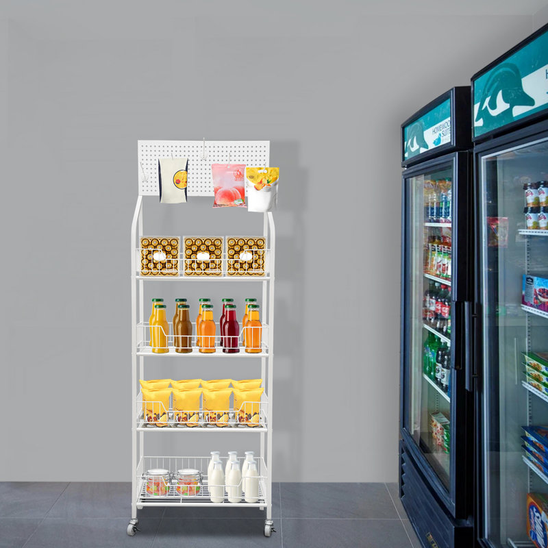 Prep & Savour Damase 4-Tier Rolling Shelves with Hooks and Wheels | Wayfair