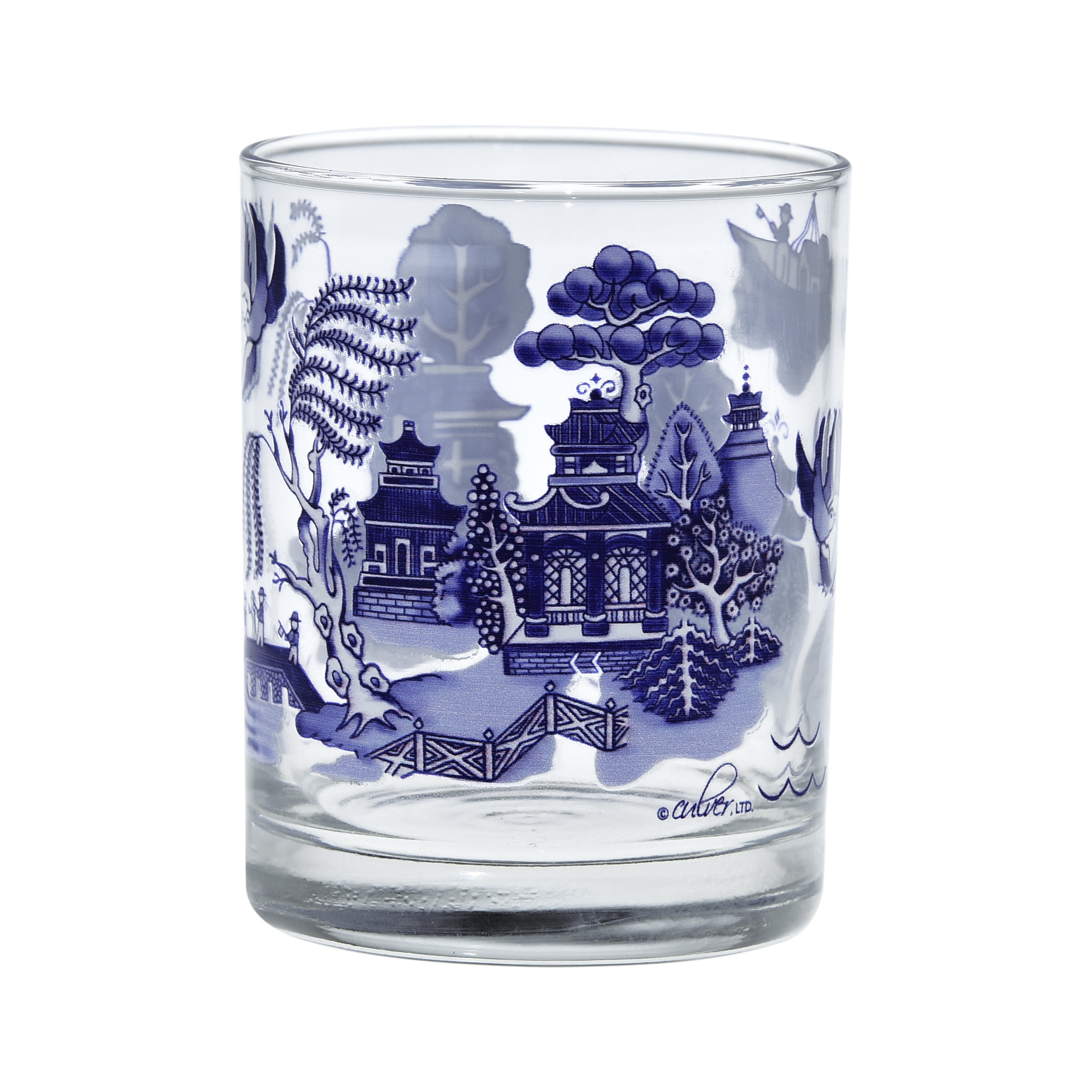 Culver 14-Ounce DOF Double Old Fashioned Glass (Set of 4) - Blue Willow ...