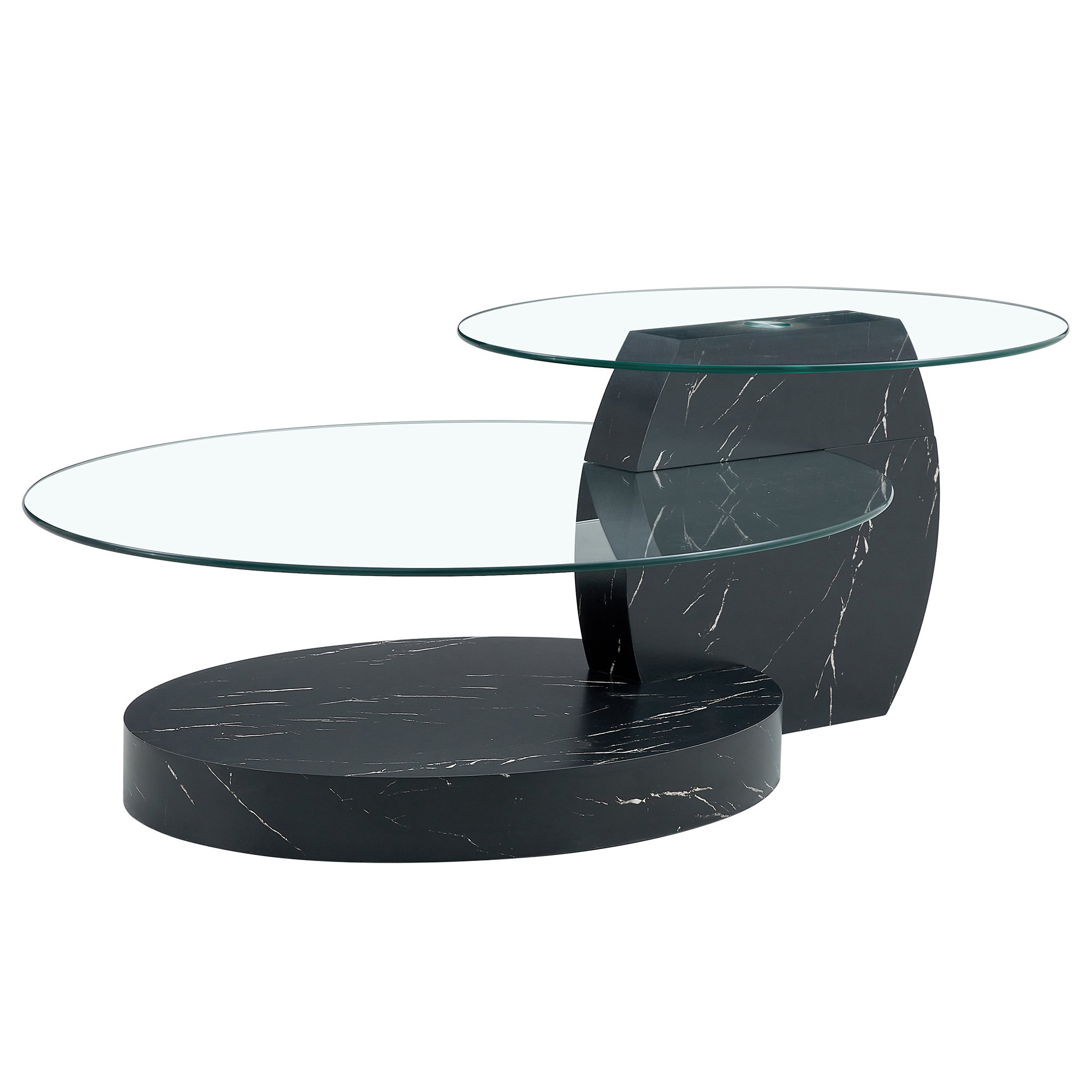 Wrought Studio™ Double Layer Coffee Table with Black Marble Finish ...