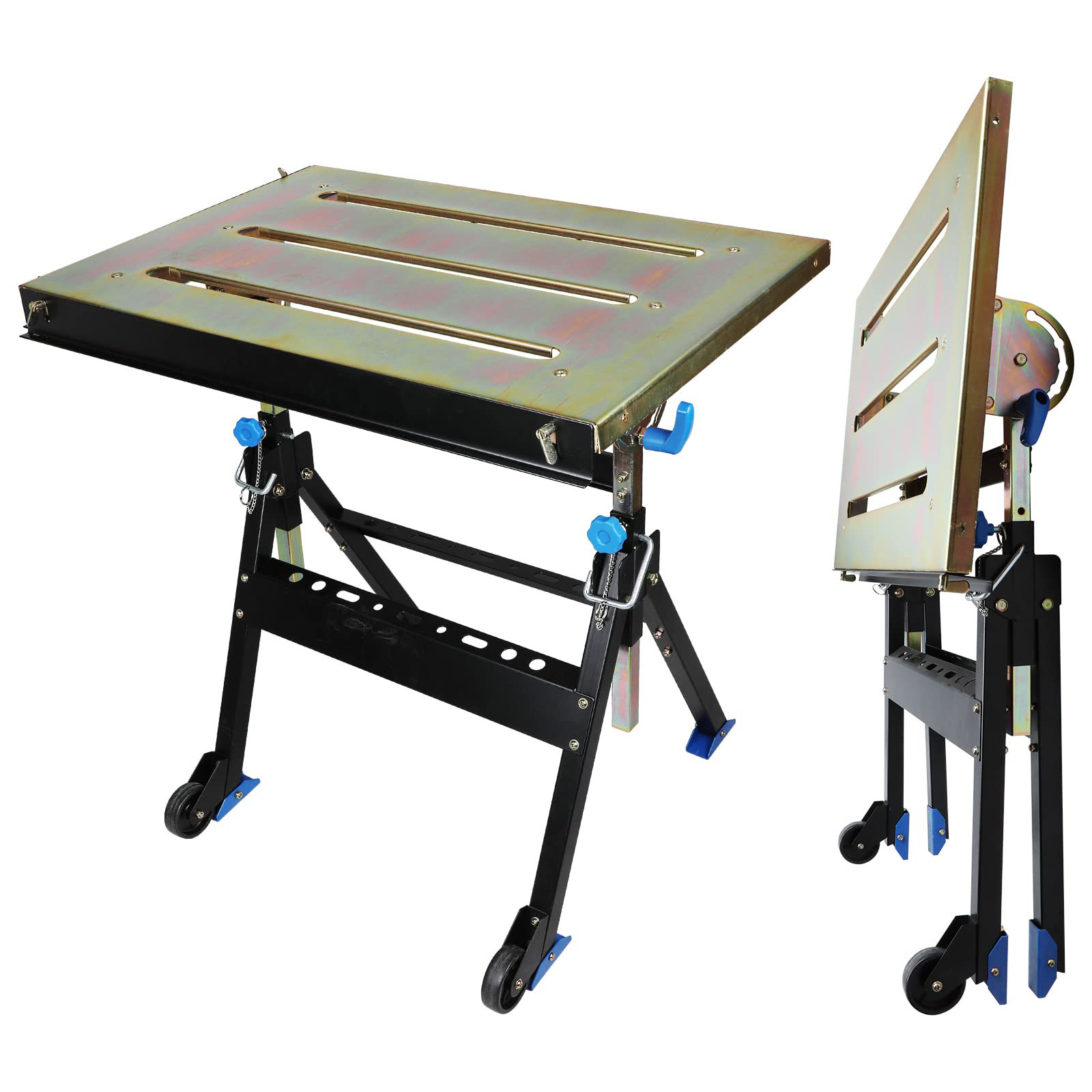 17 Stories Adjustable Welding Table With Wheels, Portable Steel Stand ...