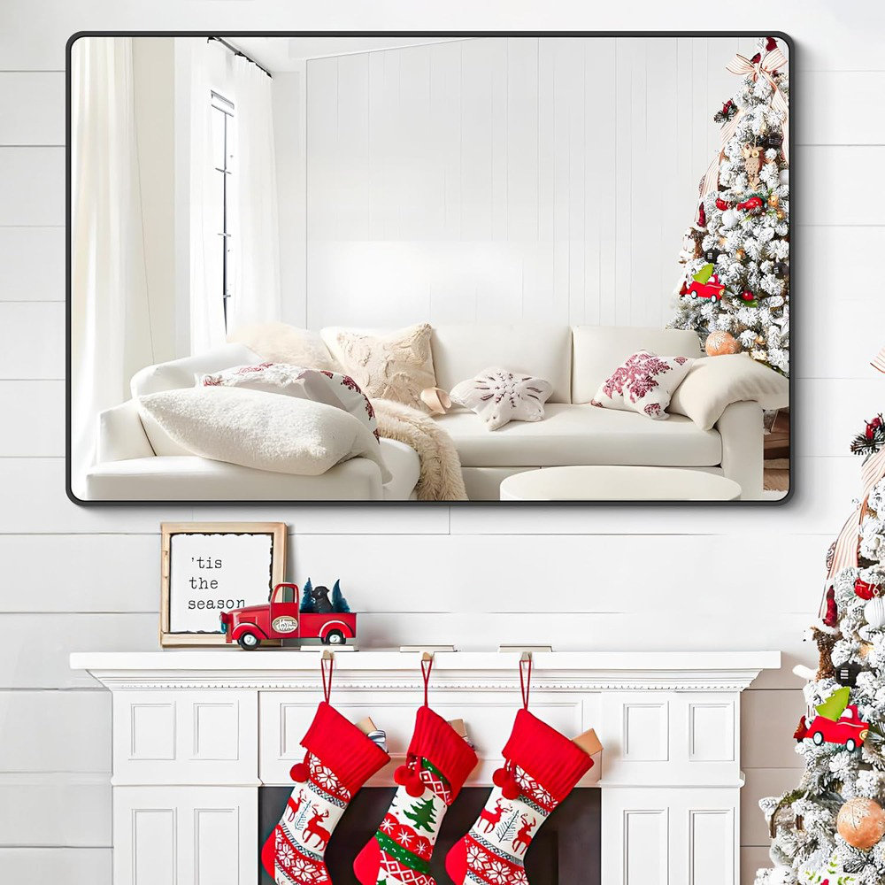 Latitude Run® 36X48 Inch Bathroom Mirror,Black Rectangle Mirror,Wall ...