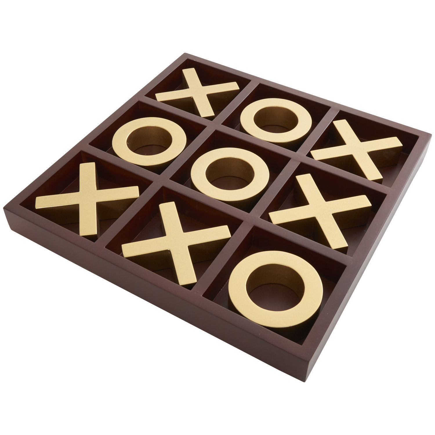 Cole & Grey Cole And Grey Wooden Tic Tac Toe Game Set With Gold X And O ...