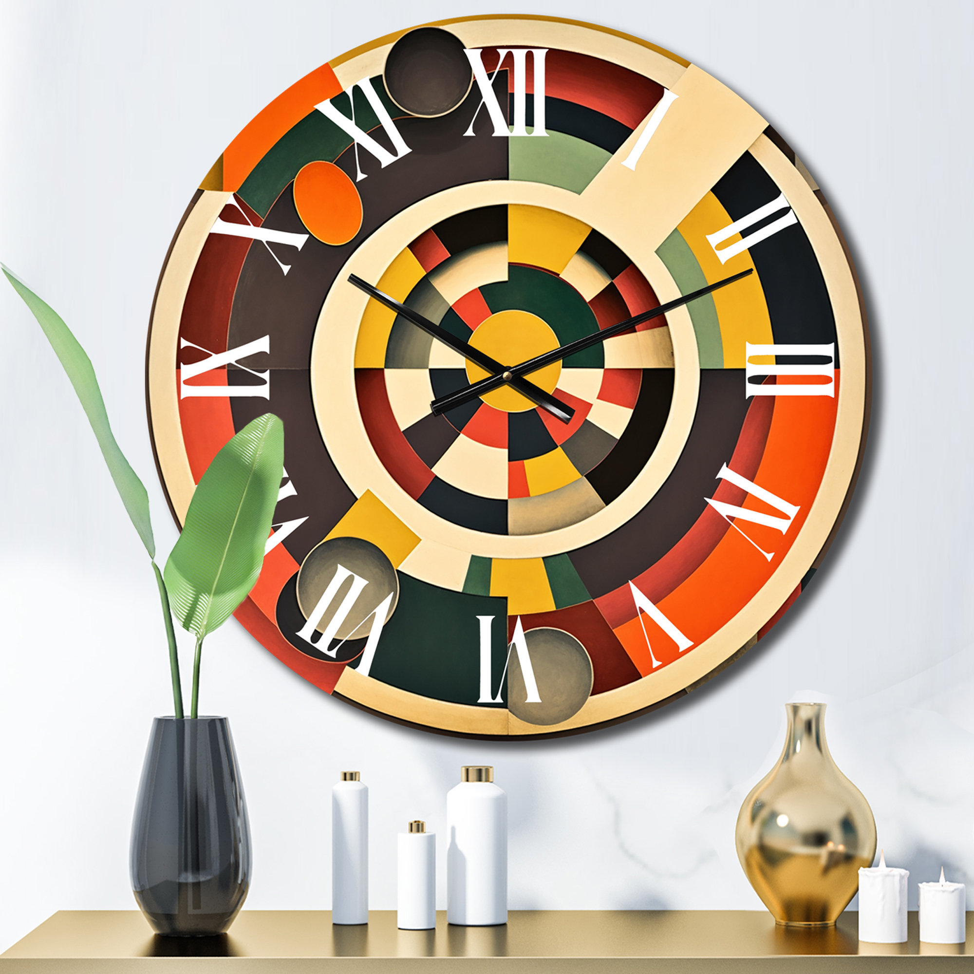 Design Art Midcentury Vintage Circular Visions Metal Wall Clock | Wayfair
