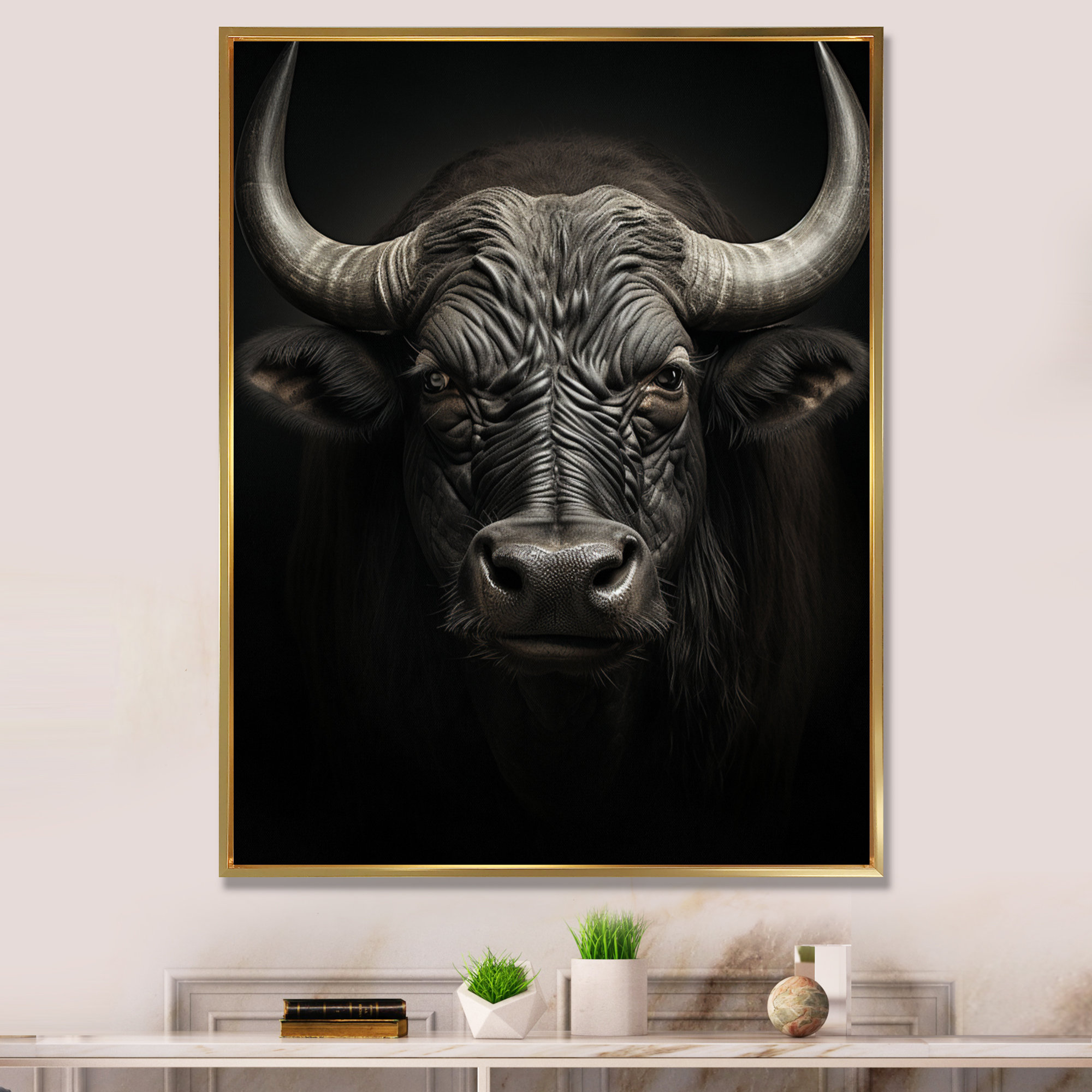 Loon Peak® Grey Buffalo Majestic Horns - Animals Canvas Print | Wayfair