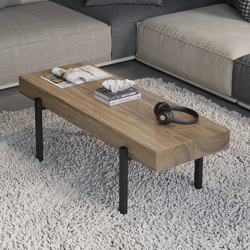The Twillery Co. Table basse rectangulaire moderne naturelle en bois de ...