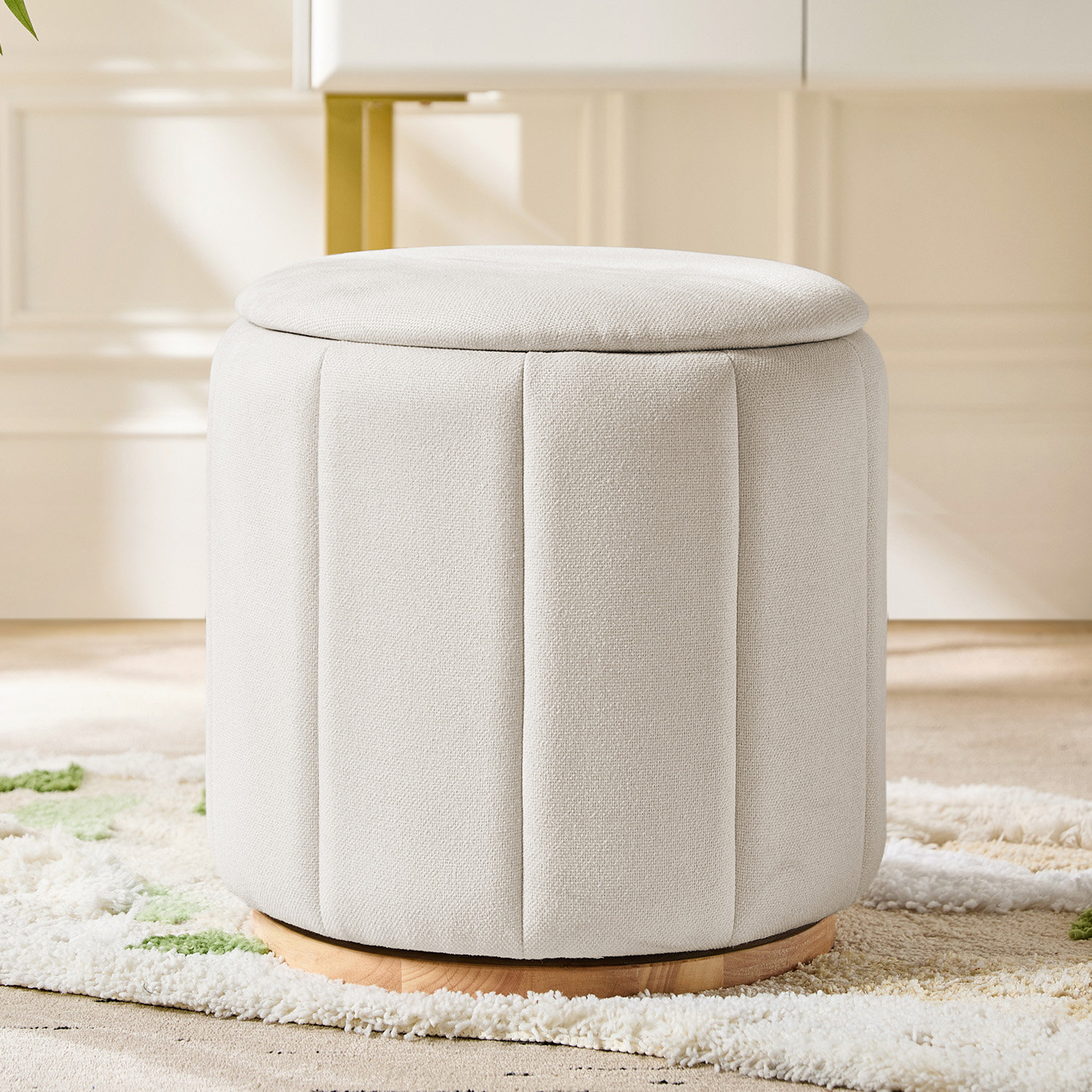 Latitude Run® Burchard 19” Modern Storage Ottoman With Swivel Base and ...
