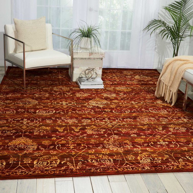Canora Grey Gaspar Floral Sienna Red/Gold Area Rug | Wayfair