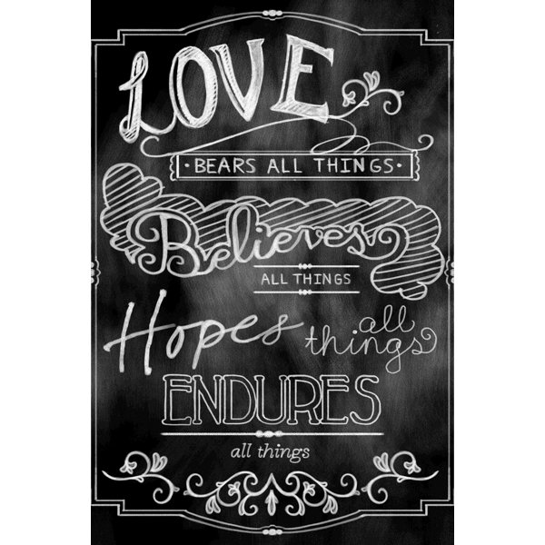 Trinx " Chalk Love Bears All Things " Print on Canvas - Wayfair Canada