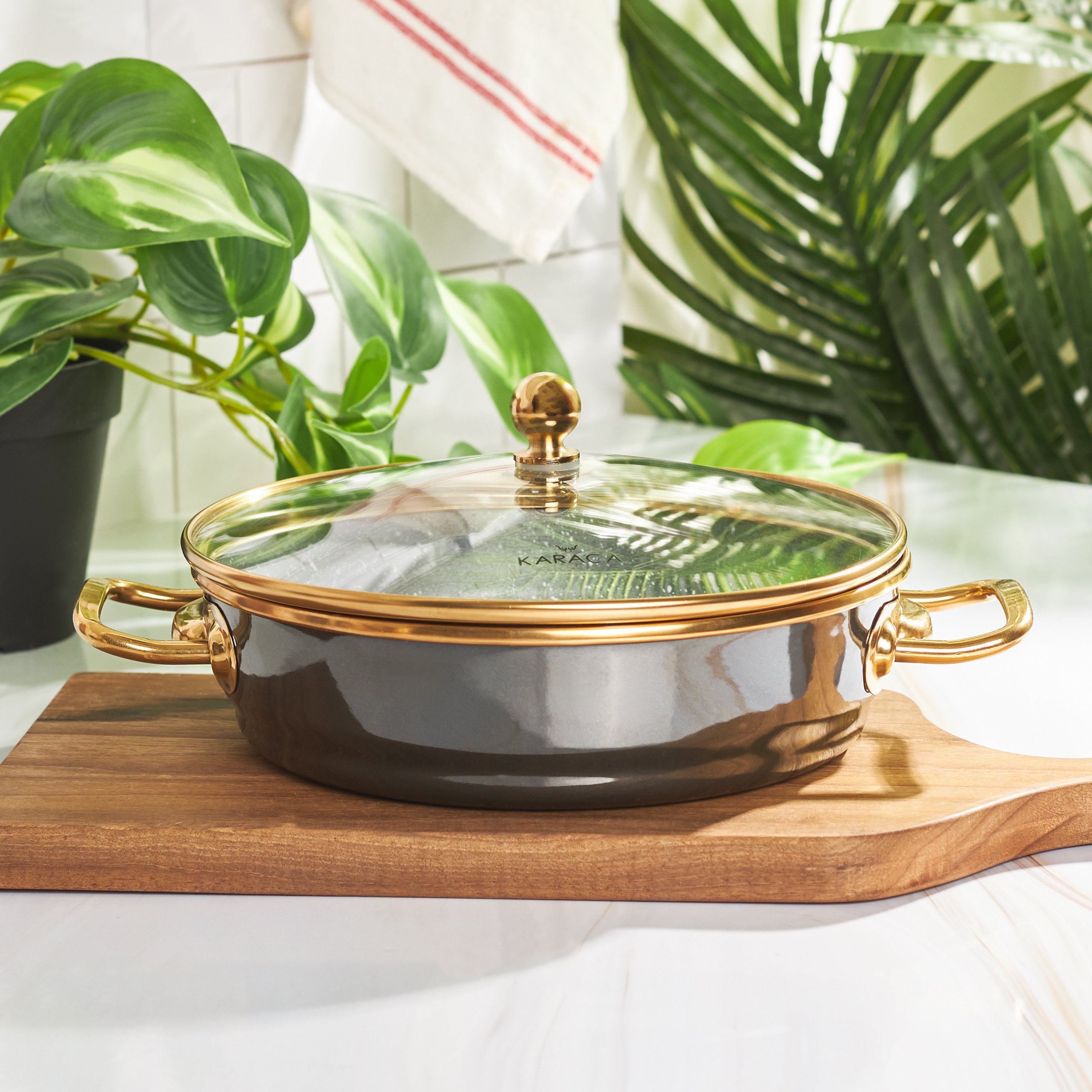 Karaca Troy Enamel Induction Shallow Stock Pot with Lid, 20cm | Wayfair.ie