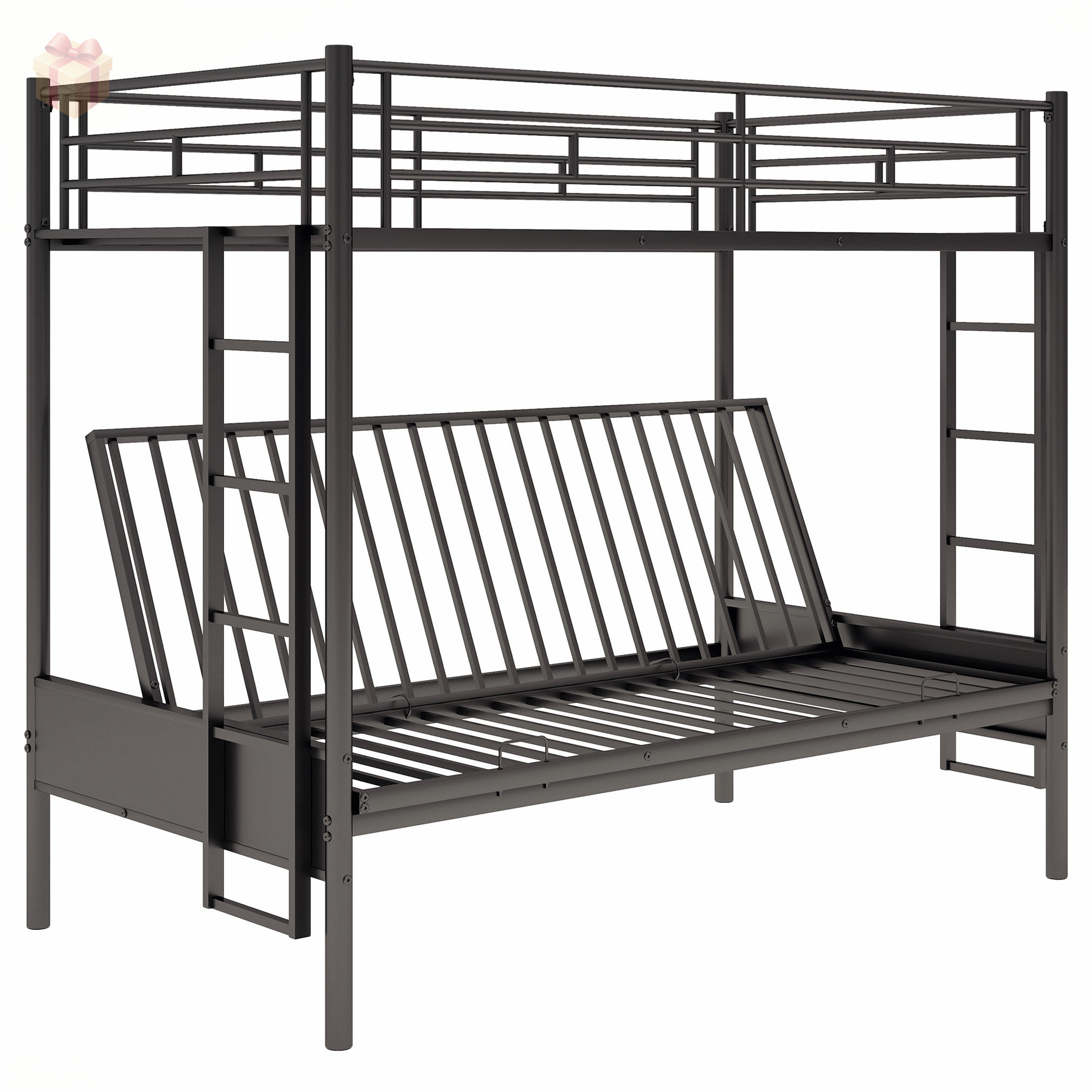 Latitude Run® Sturdy Metal Bunk Bed with Versatile Options and Safety ...