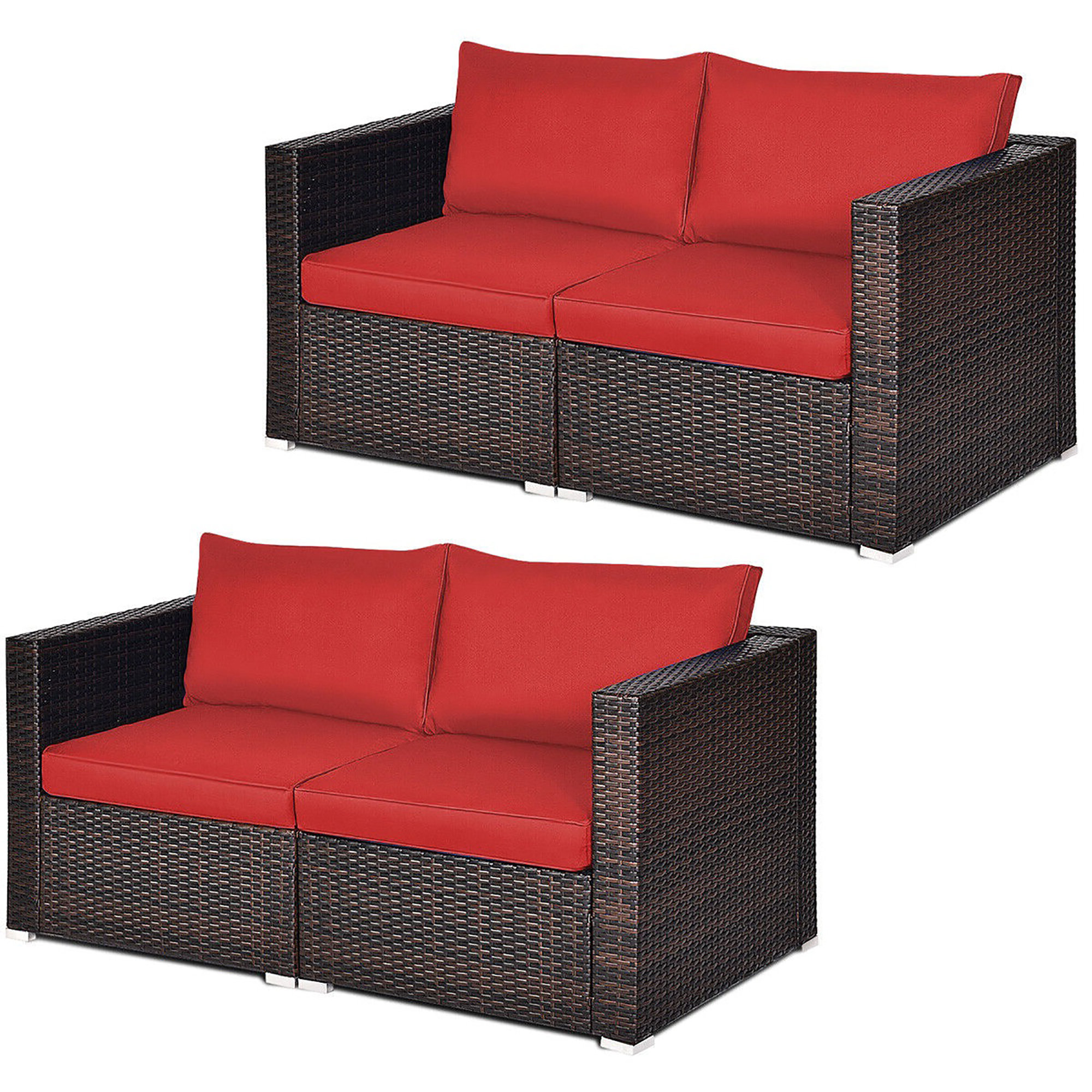 Latitude Run® Millee 90.5" Wide Outdoor Wicker Loveseat with Cushions ...