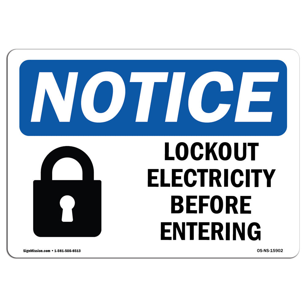 SignMission Lockout Equipment Before Entering Aluminum Sign 12 x 18 ...