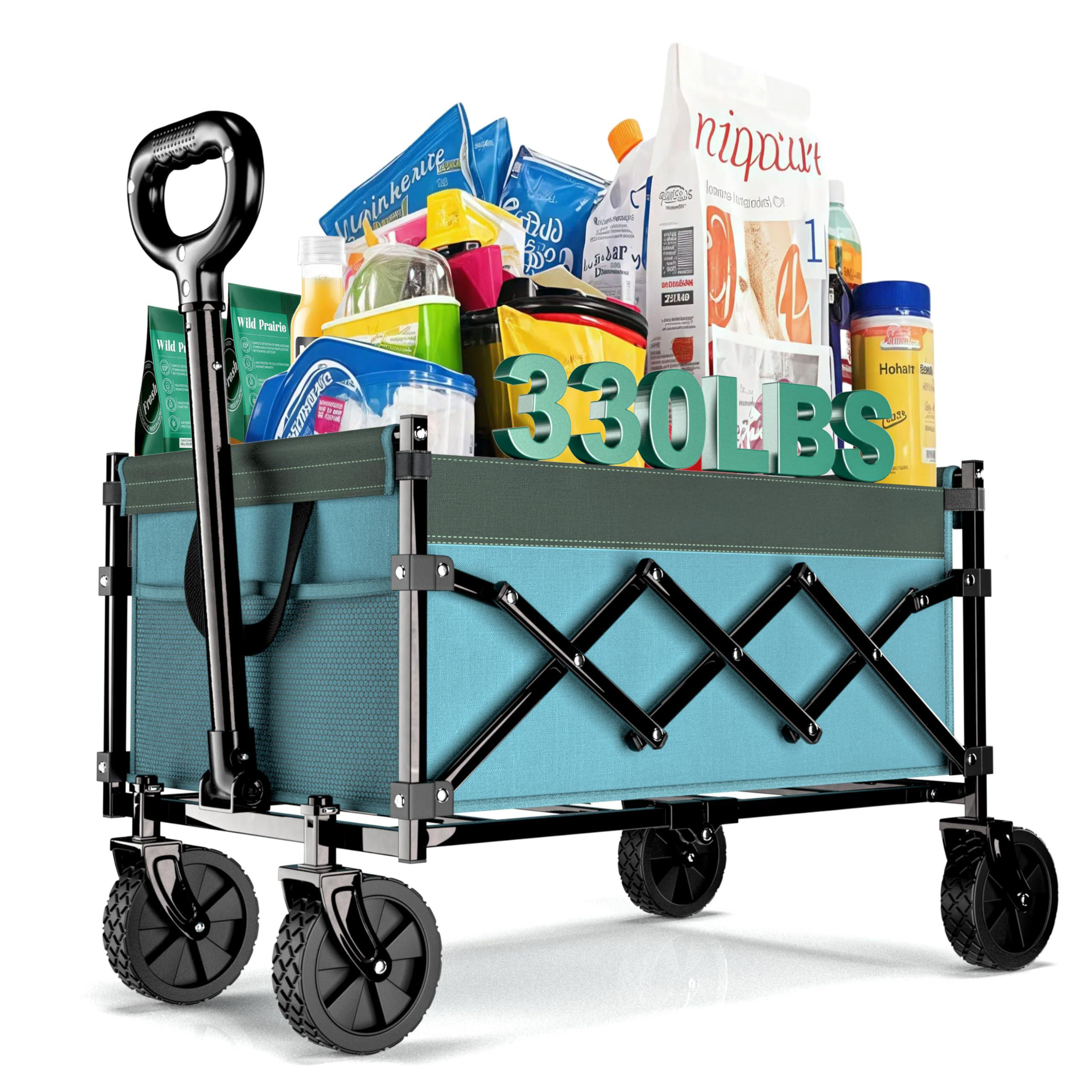 tangmaikeji 330Lbs Wagons Carts Foldable,Heavy Duty Collapsible Folding ...