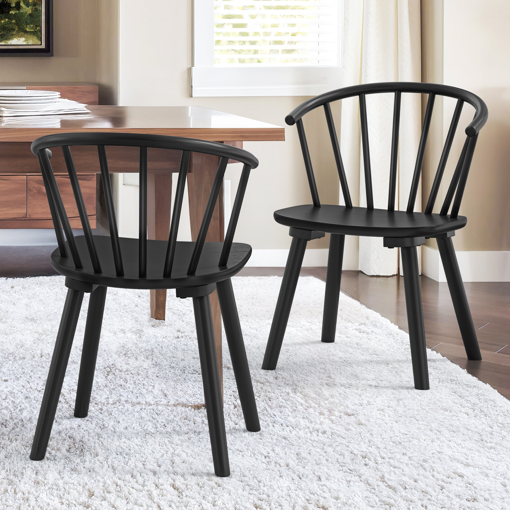 Gracie Oaks Chelynne Solid Wood Windsor Back Side Chair Dining Chair ...