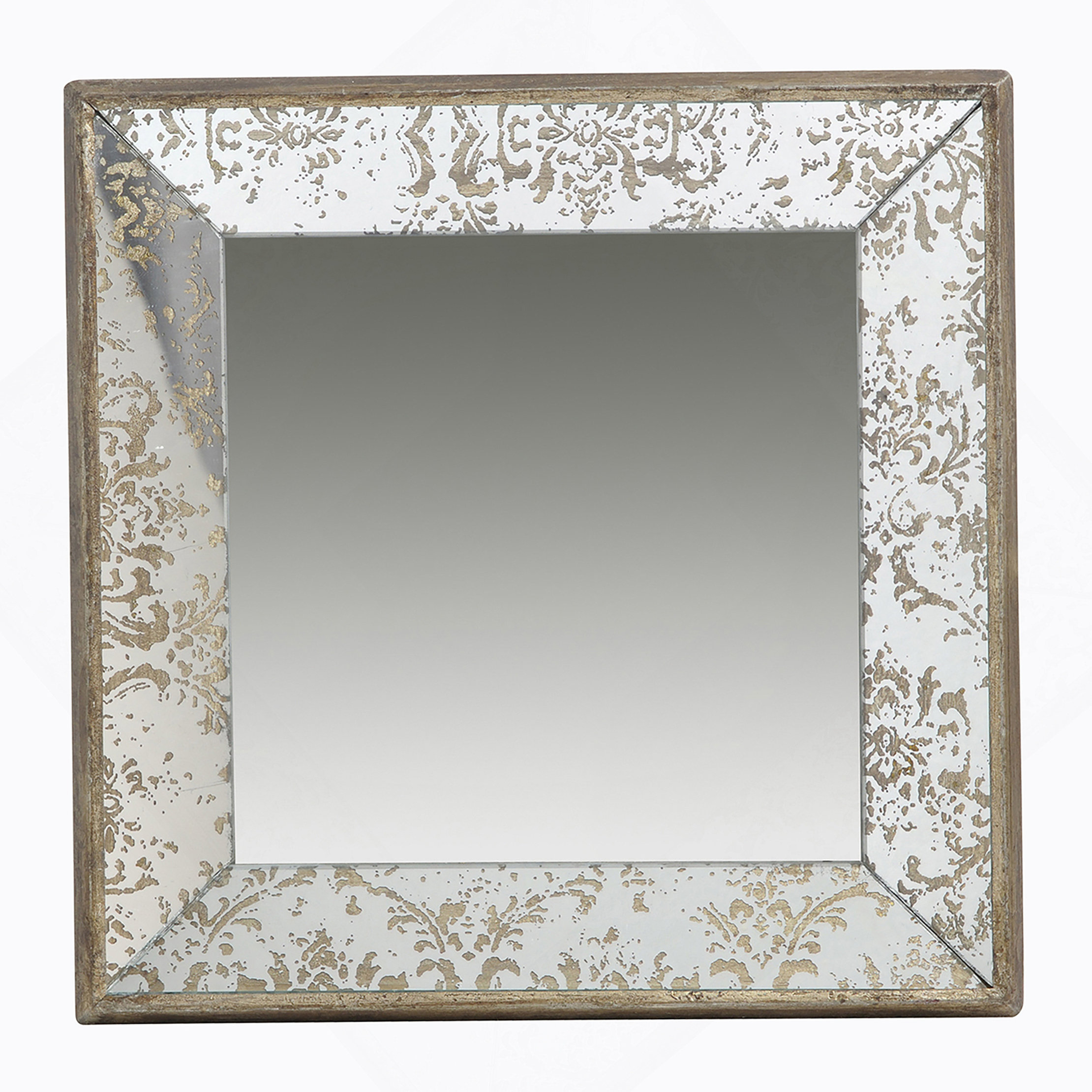 Ophelia & Co. 24" x 24" Antique Silver Square Mirror with Floral ...