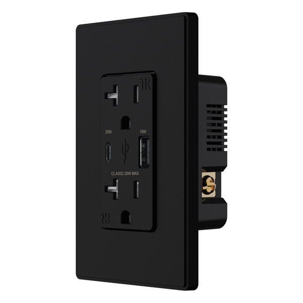ELEGRP 20 Amps Tamper Resistant Quadplex Outlet with USB Port | Wayfair