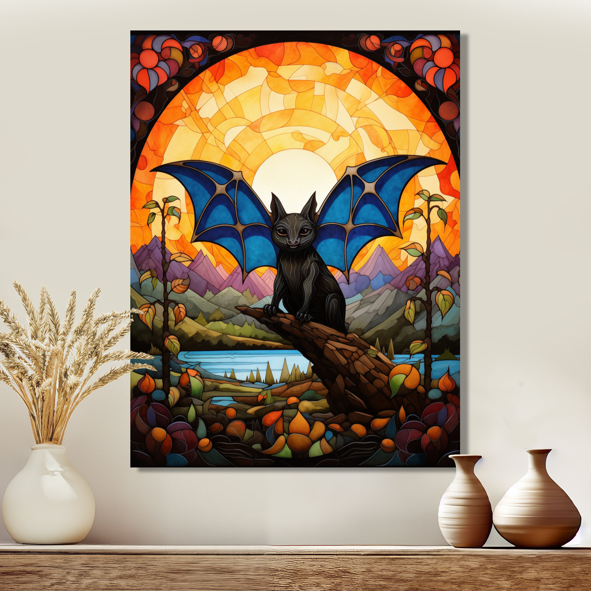 Design Art Gothic Bat In Colourful Rainforest At Sunset II - Animal Bat ...
