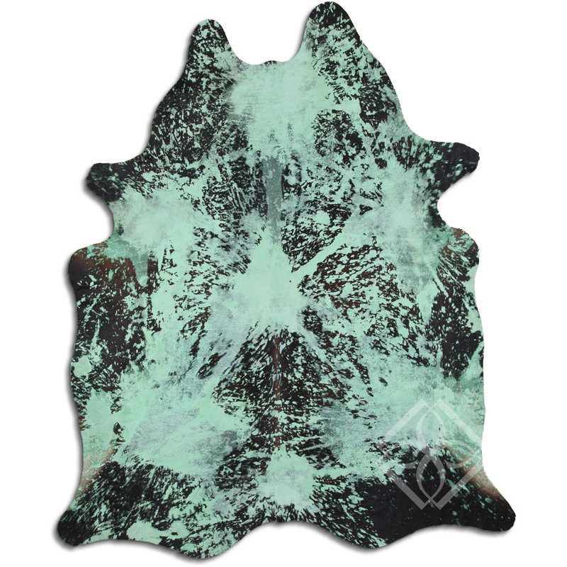 17 Stories Athyna Acid Washed Hair Handmade Cowhide Lime Green Area Rug ...
