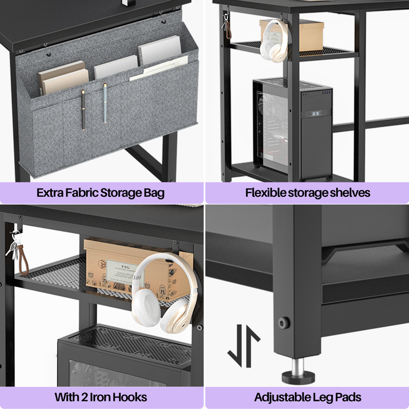 Wrought Studio™ Steinber L Shaped Desk with Hutch & Monitor Stand, Home ...