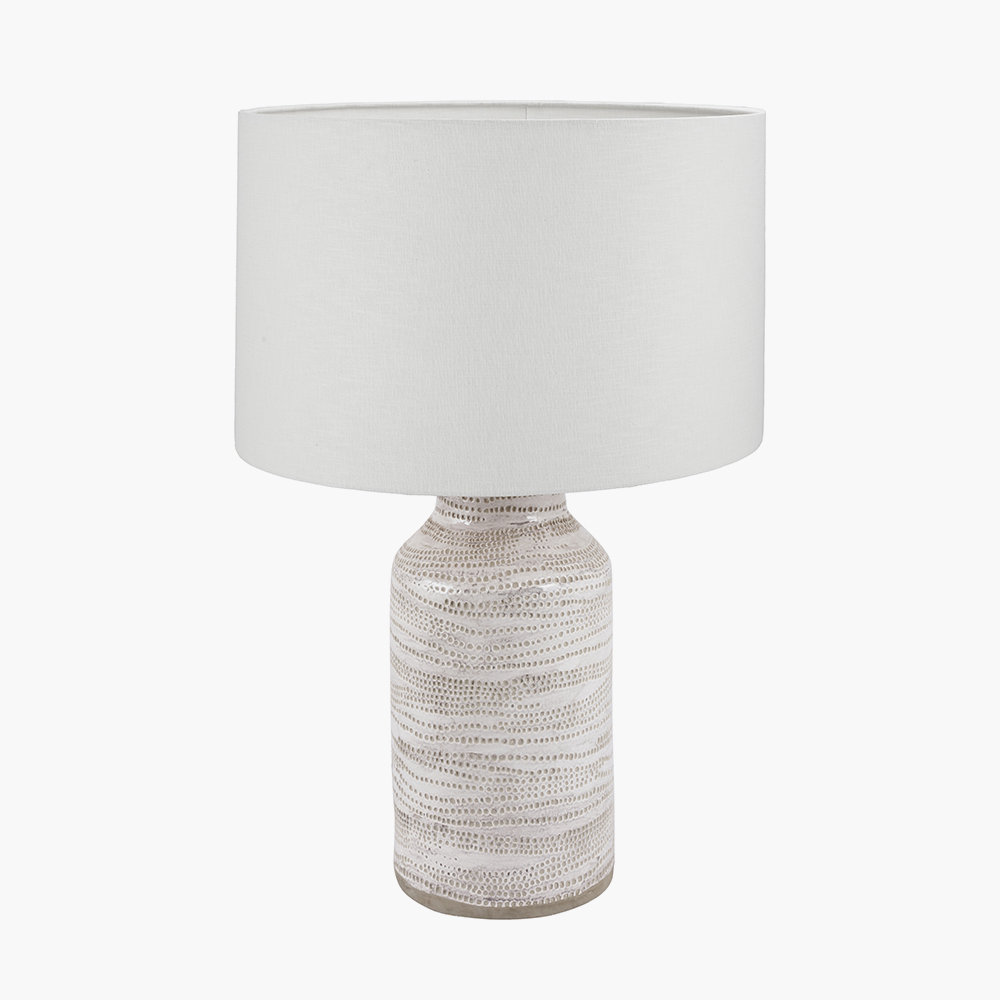 Canora Grey Alina White Dot Design Stoneware Table Lamp Base with Lino ...