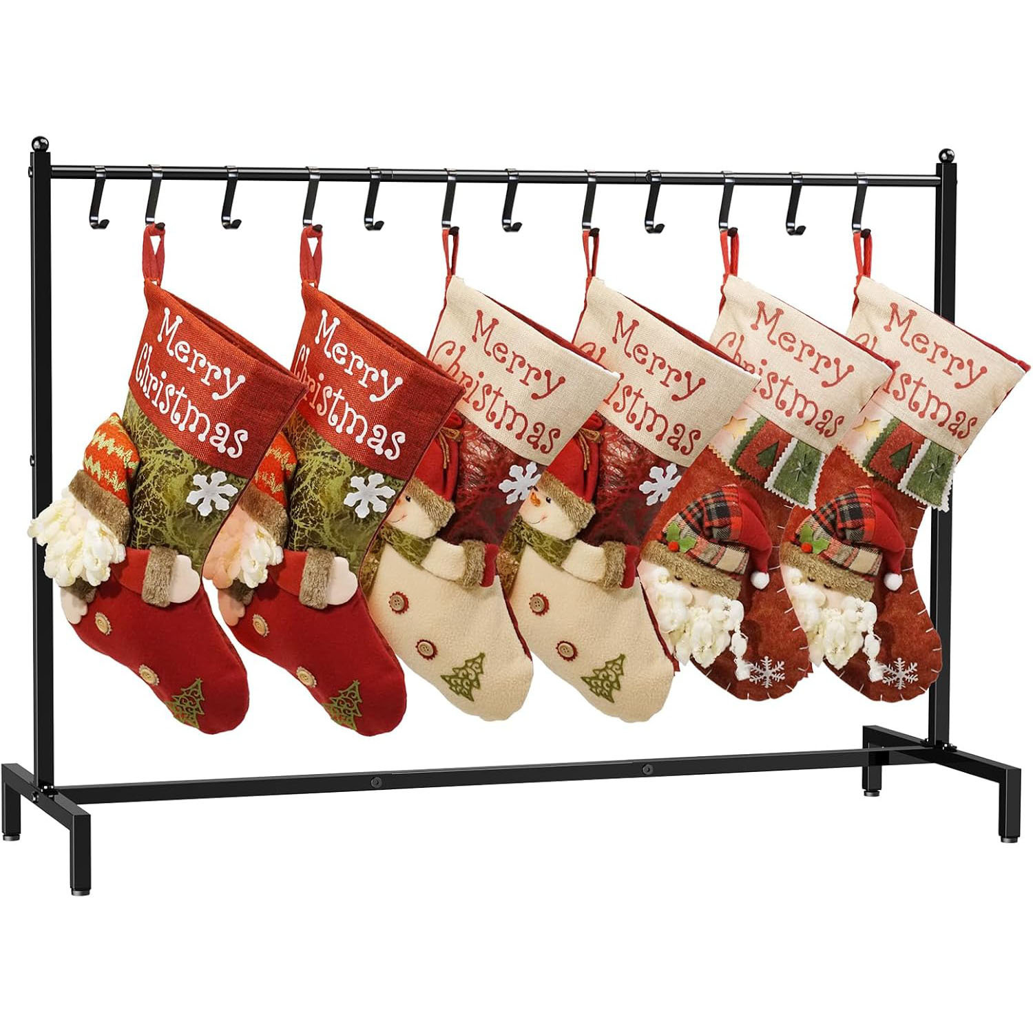 Hokku Designs Black 12-Hook Freestanding Christmas Stocking Rack, Space ...