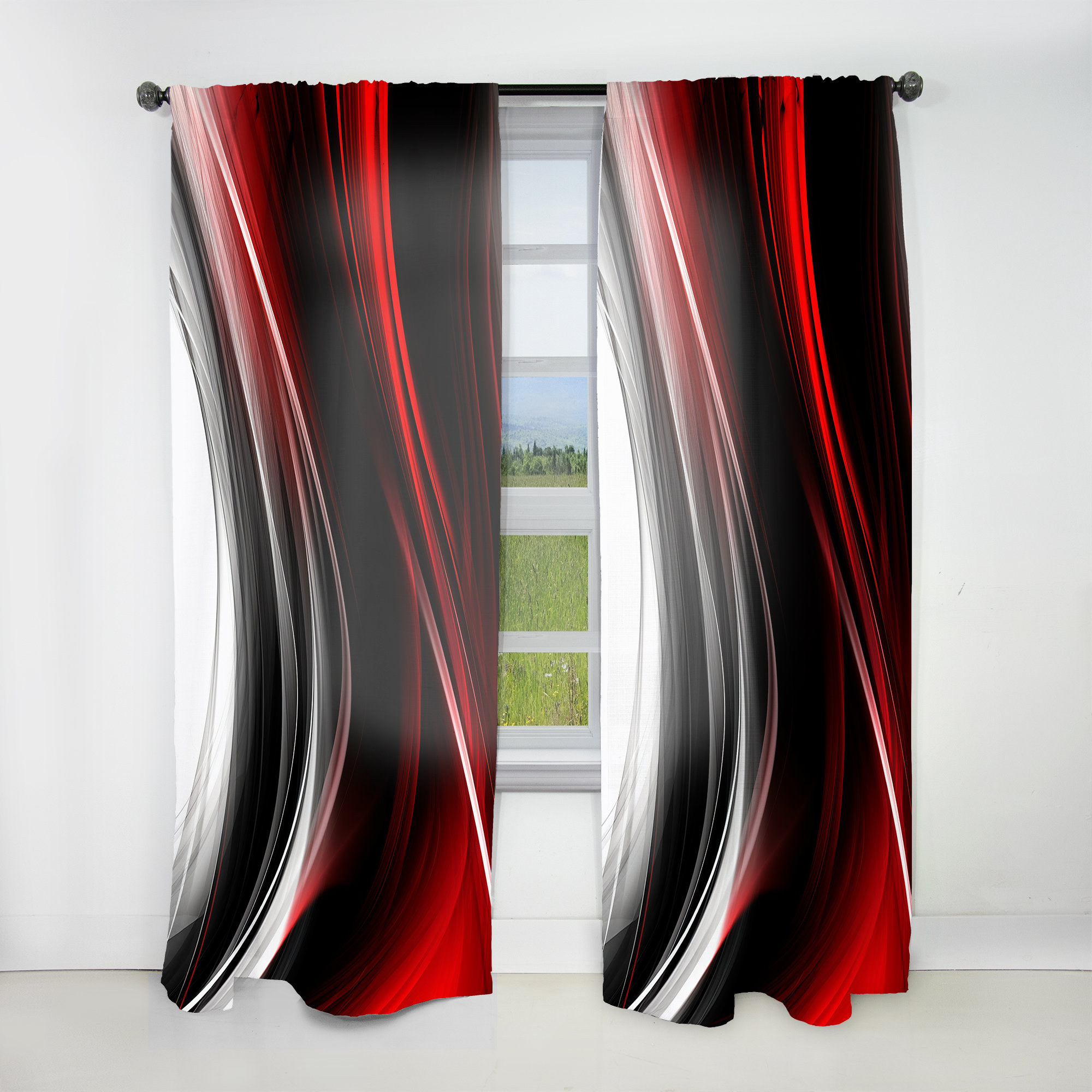 Design Art Red Black Infinite Ripples II - Abstract Modern Waves ...