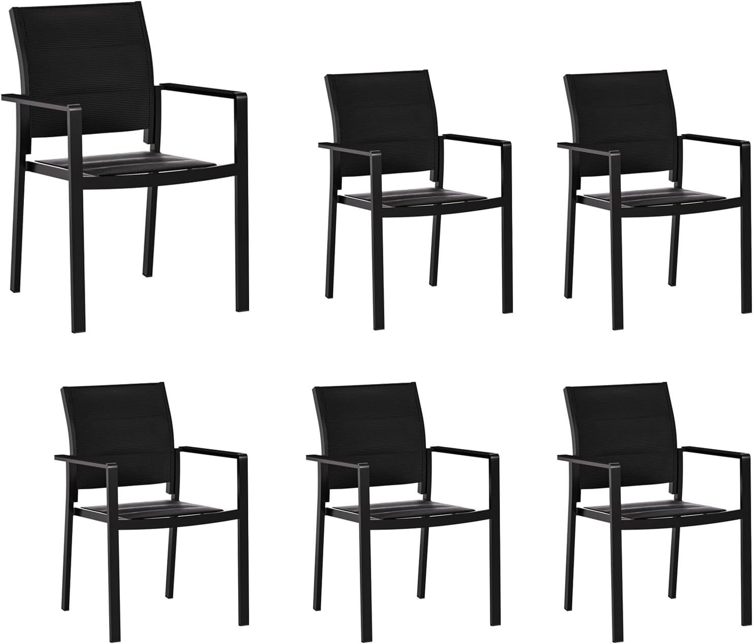 Latitude Run® Aluminum Stackable Patio Dining Chairs(Set of 6) | Wayfair