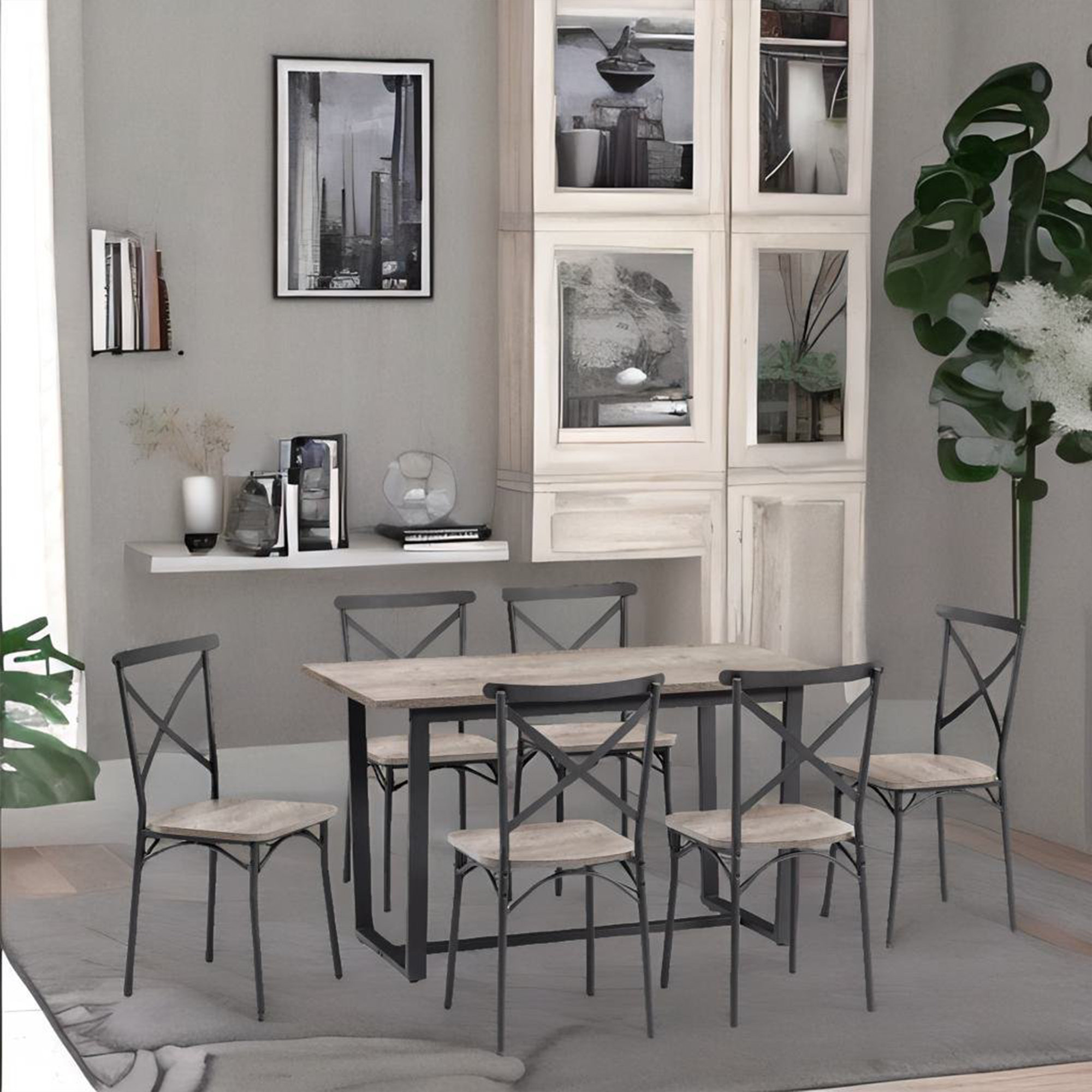 17 Stories Vintage Style 7 Piece Dining Table Set - Wayfair Canada
