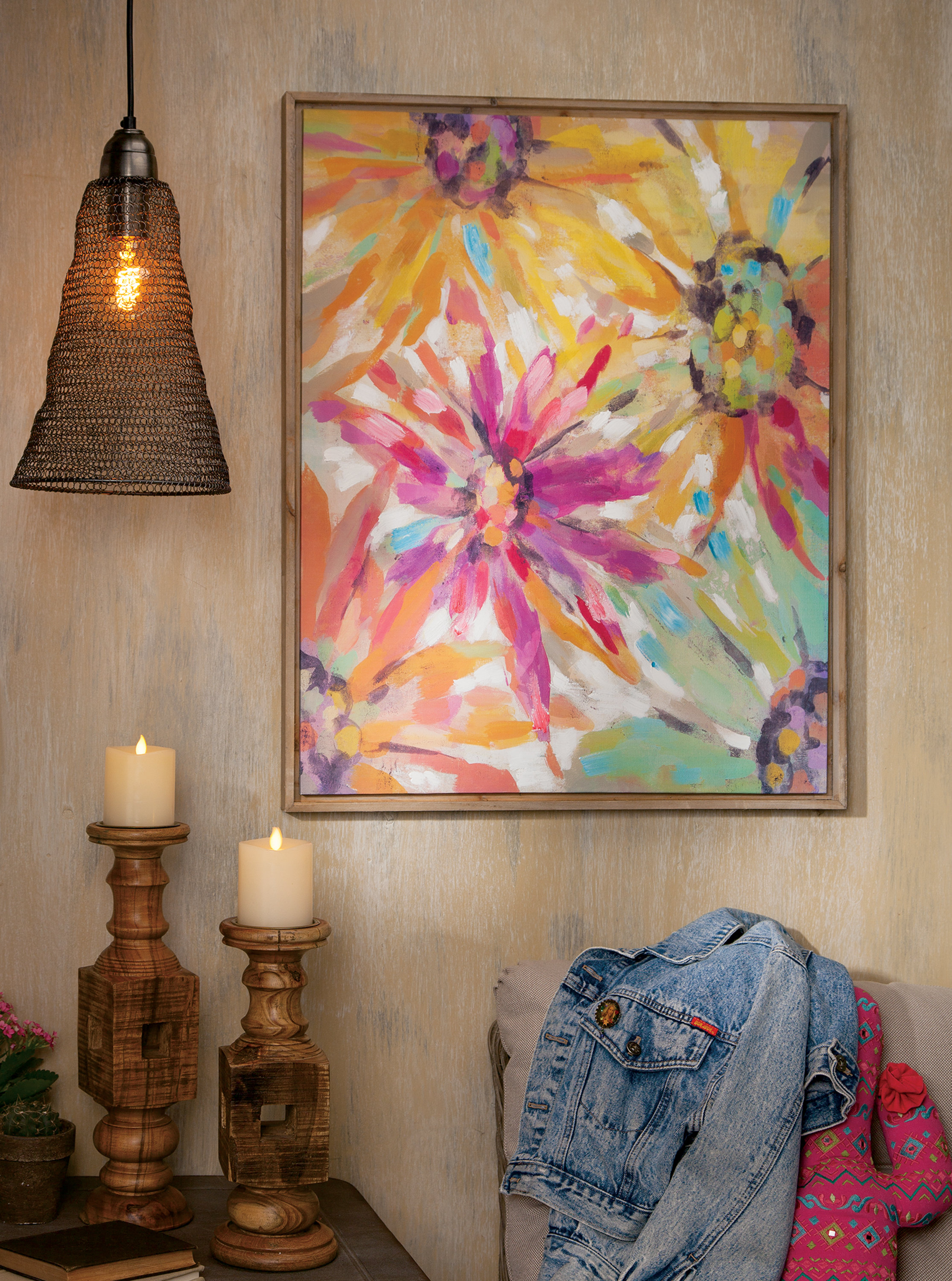 August Grove® 32 In Floral Wall Canvas Flower Art With Wood Frame | Wayfair