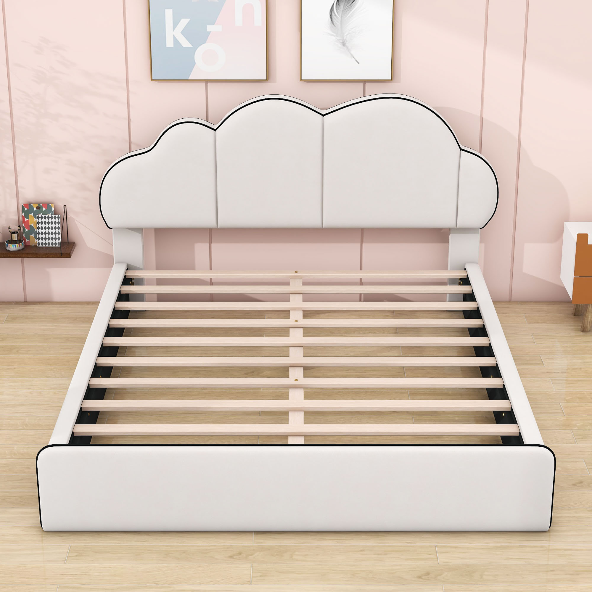 Mercer41 Queen Plush Upholstered Platform Bed with Cloud-Shaped ...