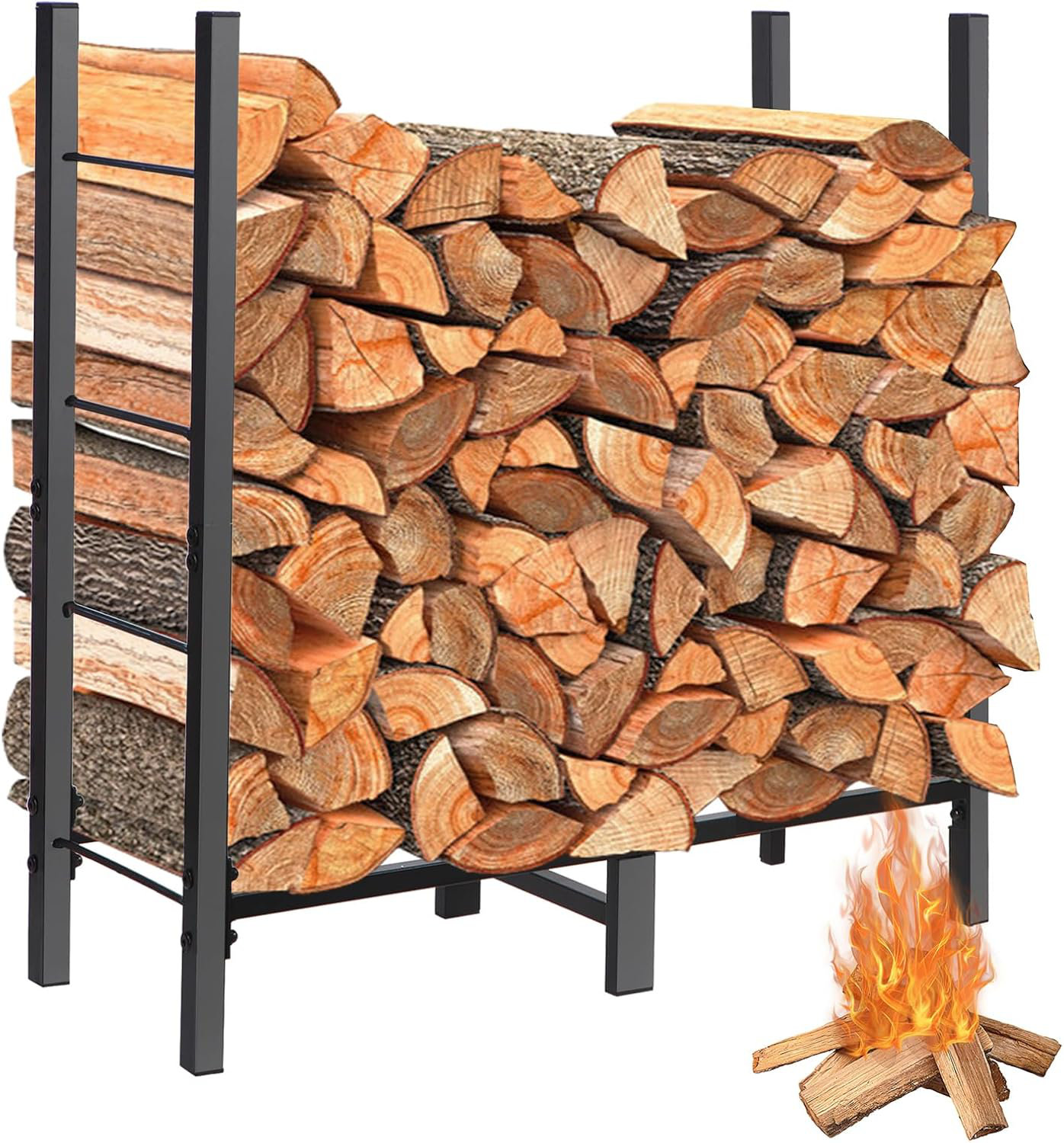 Latitude Run® 2.7 Ft Heavy Duty Log Rack Stacking Stand For Fireplace ...