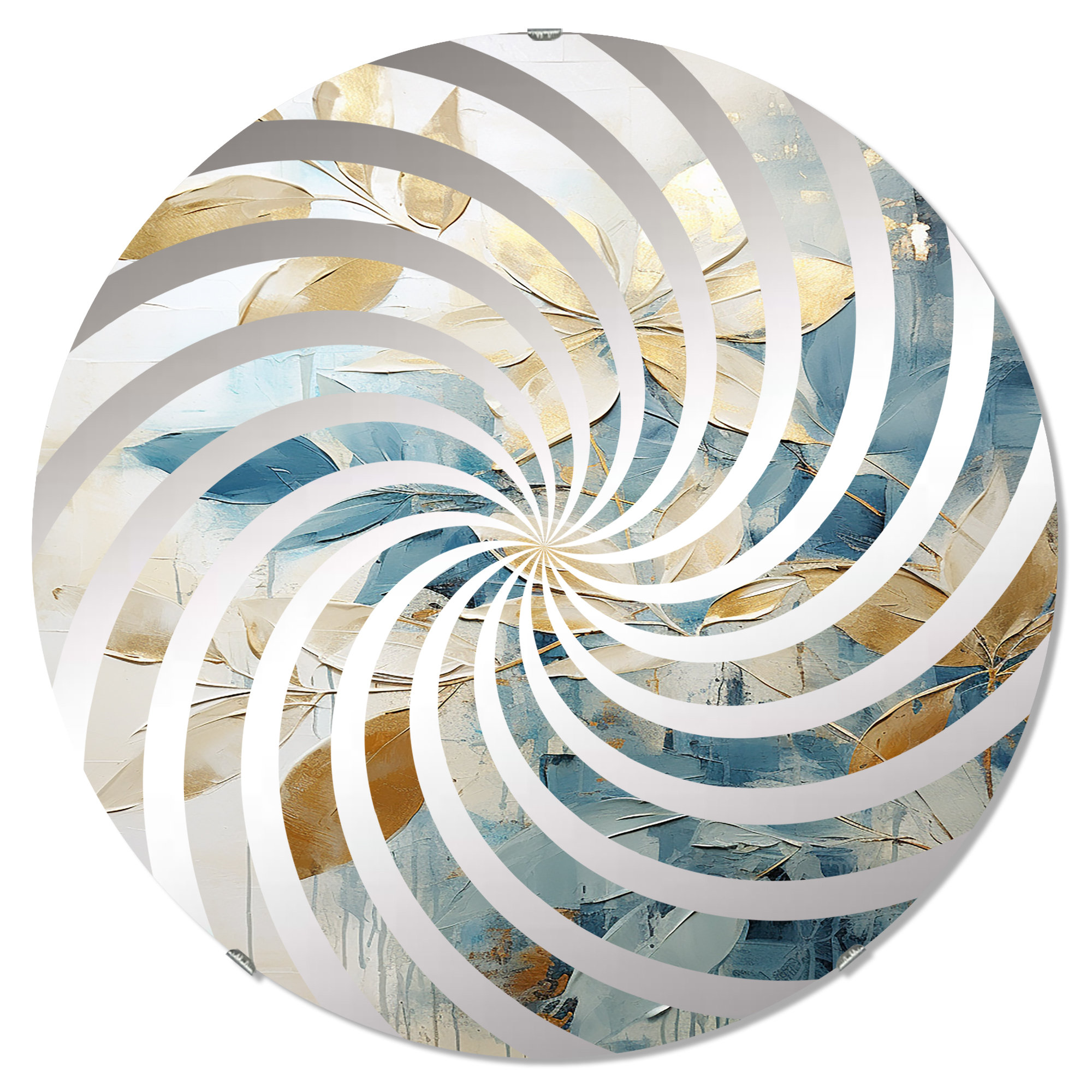 East Urban Home Gold And Blue Abstract Botanical - Vortex Decorative ...