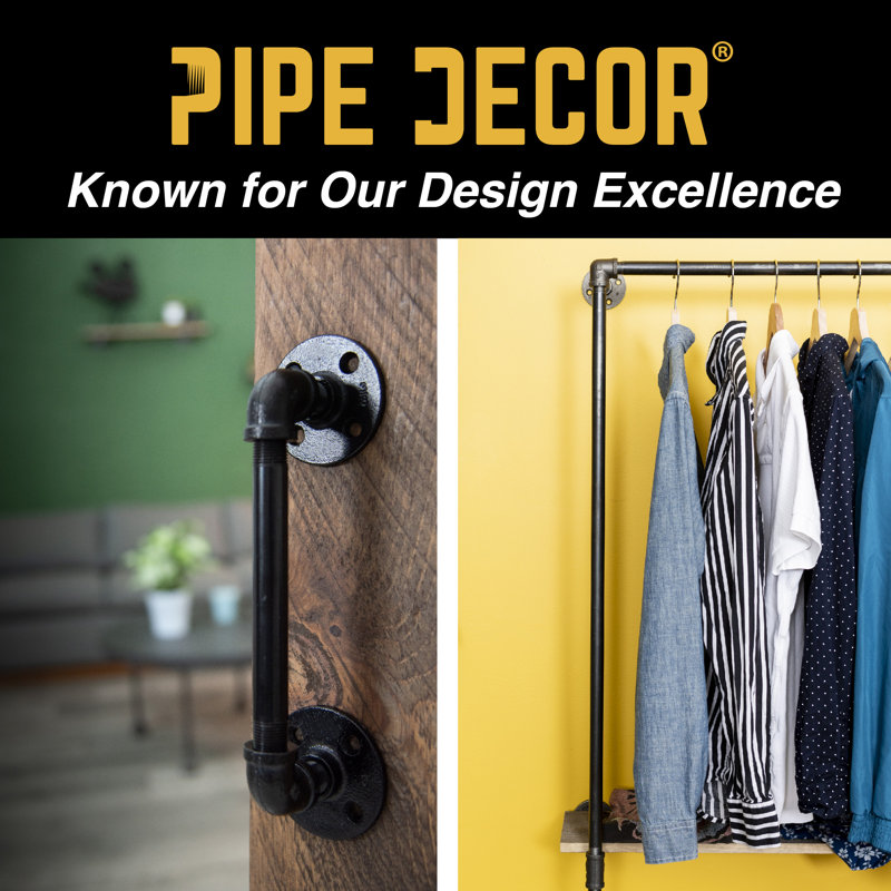 Williston Forge Rustic Pipe Wardrobe Rack Kit with Wood Shelf & Reviews ...