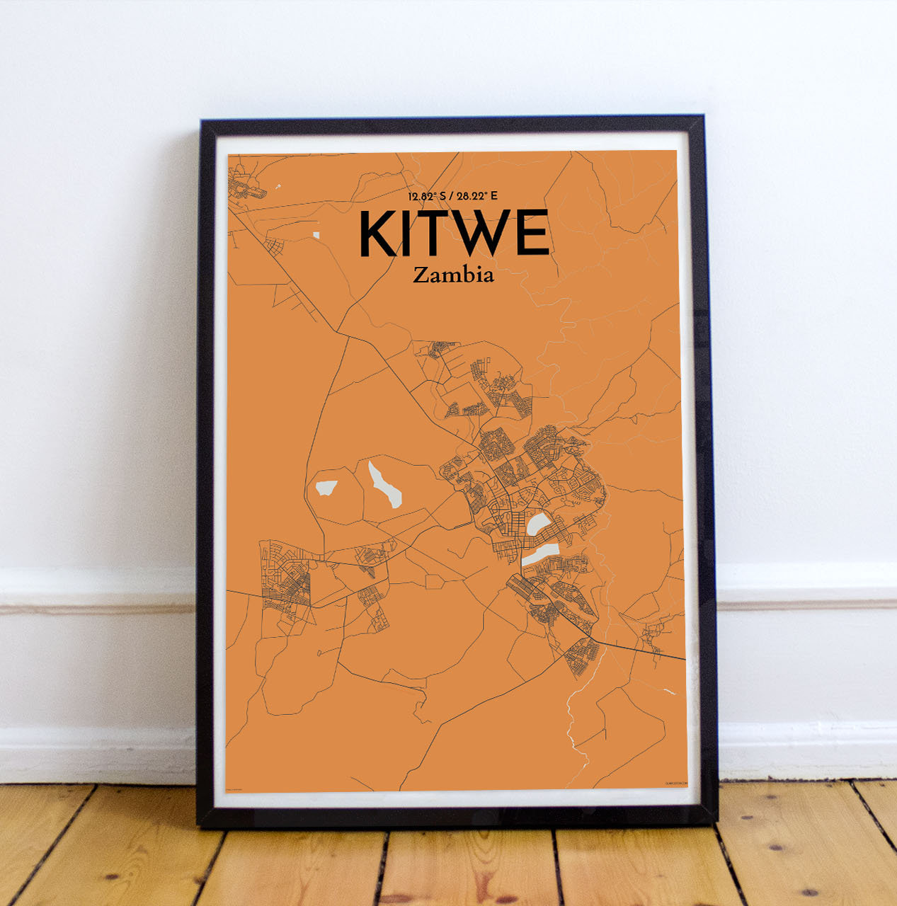 Wrought Studio 'Kitwe City Map' Graphic Art Print Poster in Orange ...