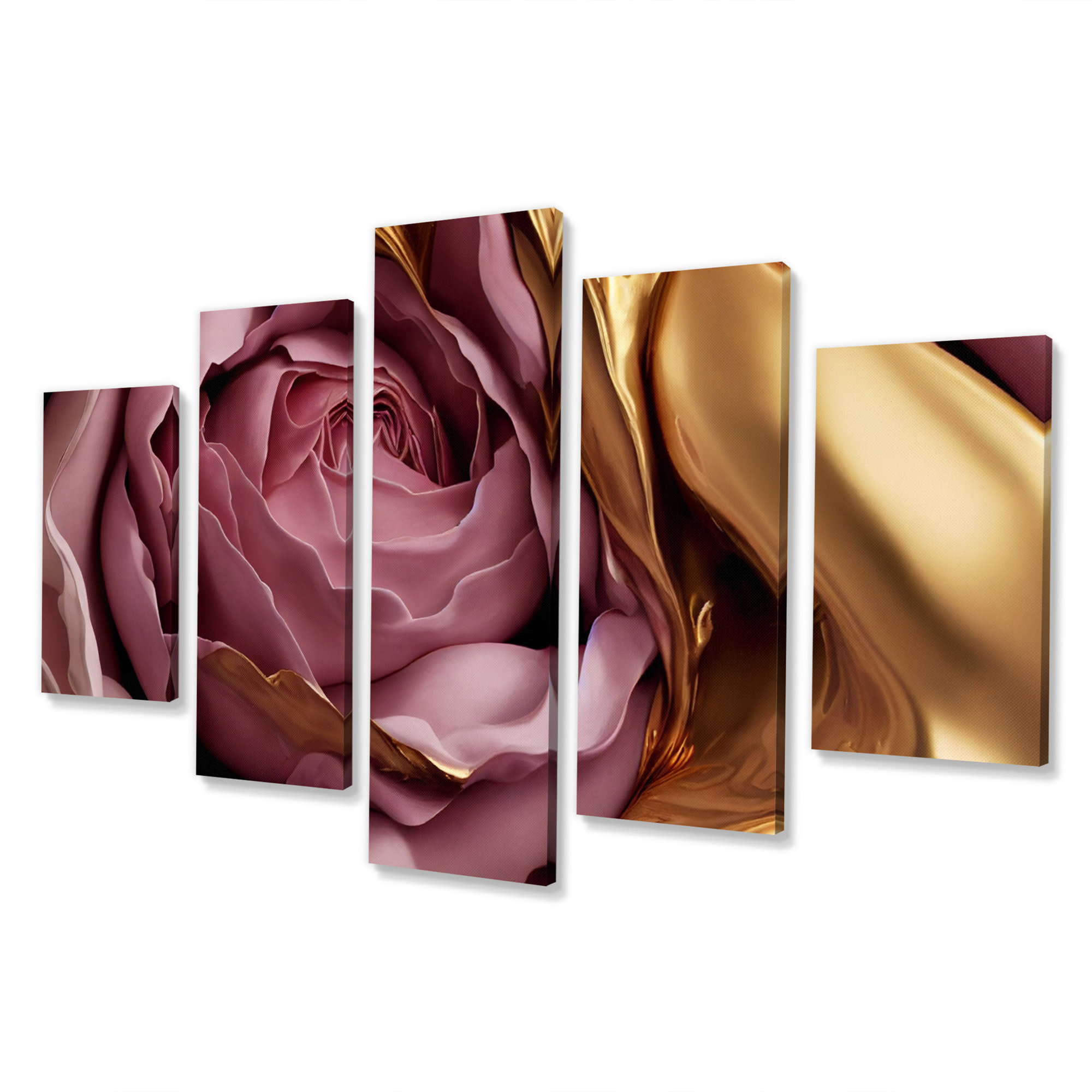 Mercer41 Exquisite Pink And Gold Glam Roses I - Rose Wall Decor - 5 ...