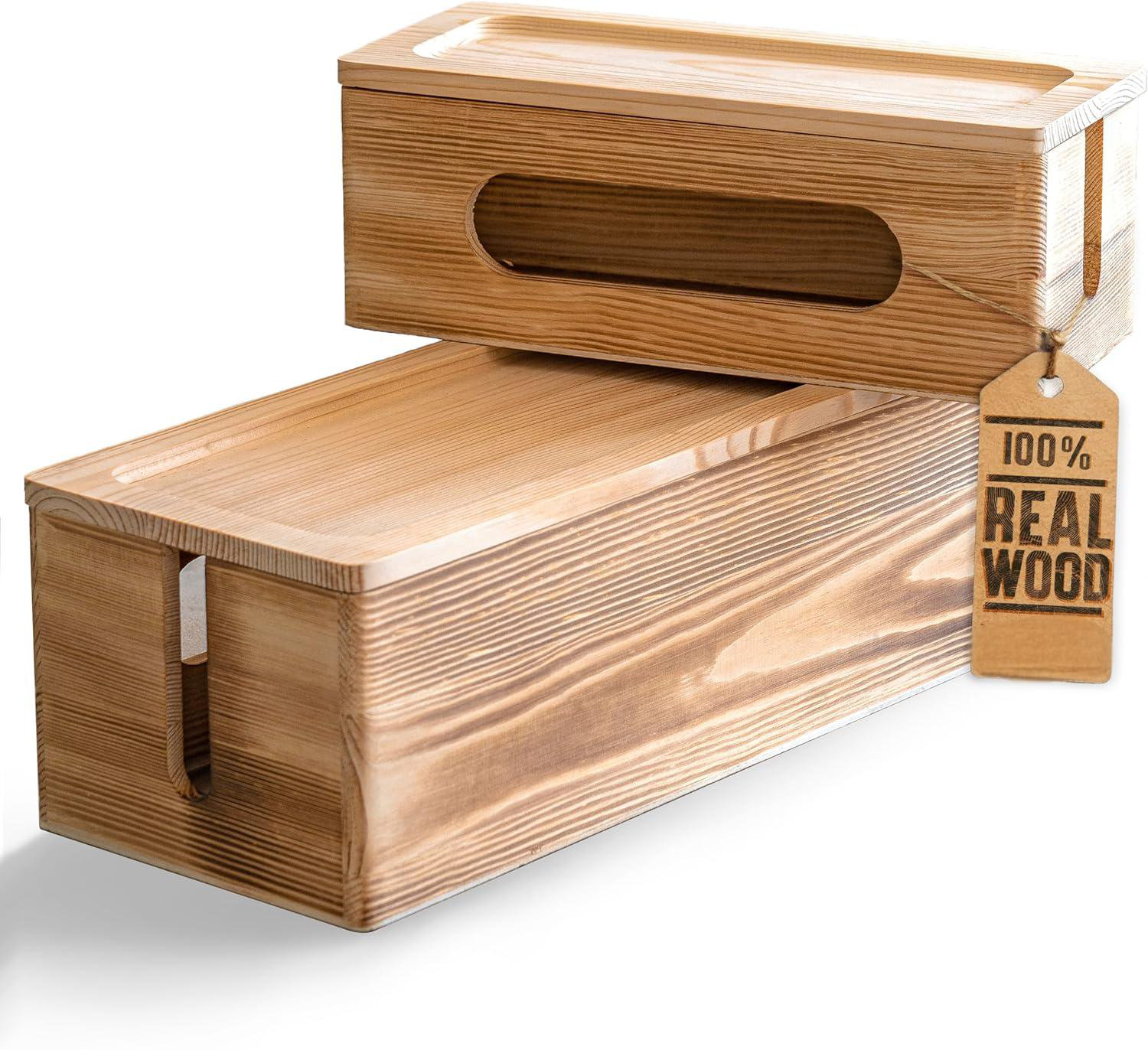 Latitude Run® Set Of 2, Wood Cable Management Boxes, Large And Medium ...