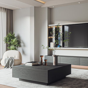 Ebern Designs Cristyle Wood Living Room Table, Square Coffee Table ...