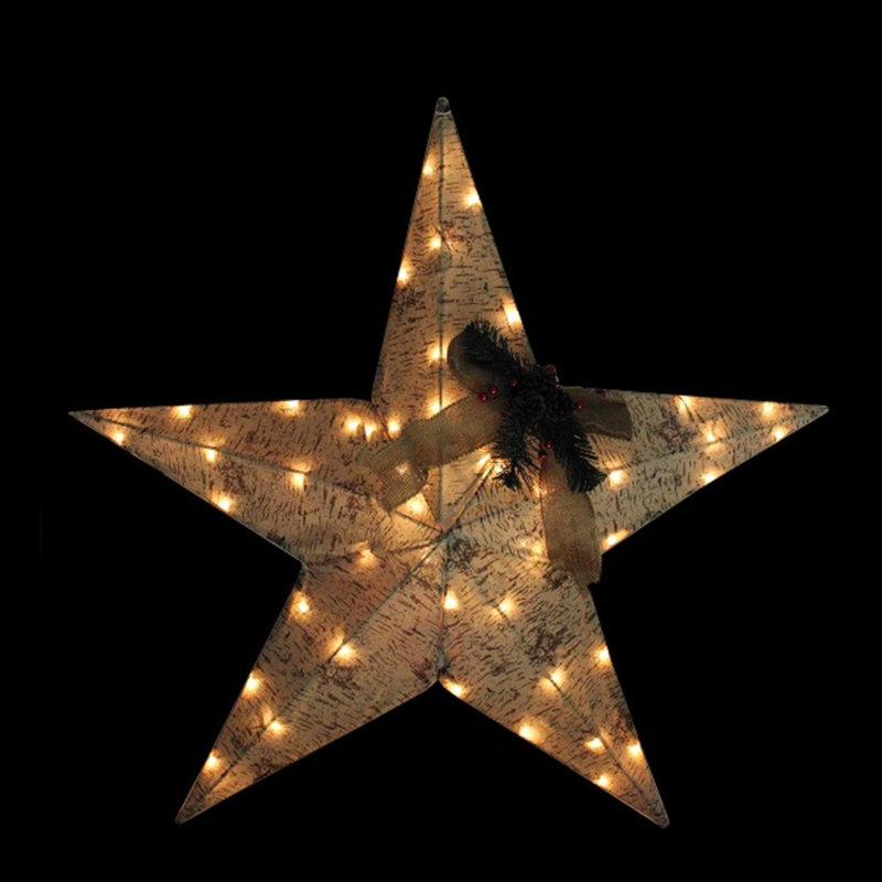 Northlight Seasonal 36" Lighted Country Rustic Birch Star Christmas ...