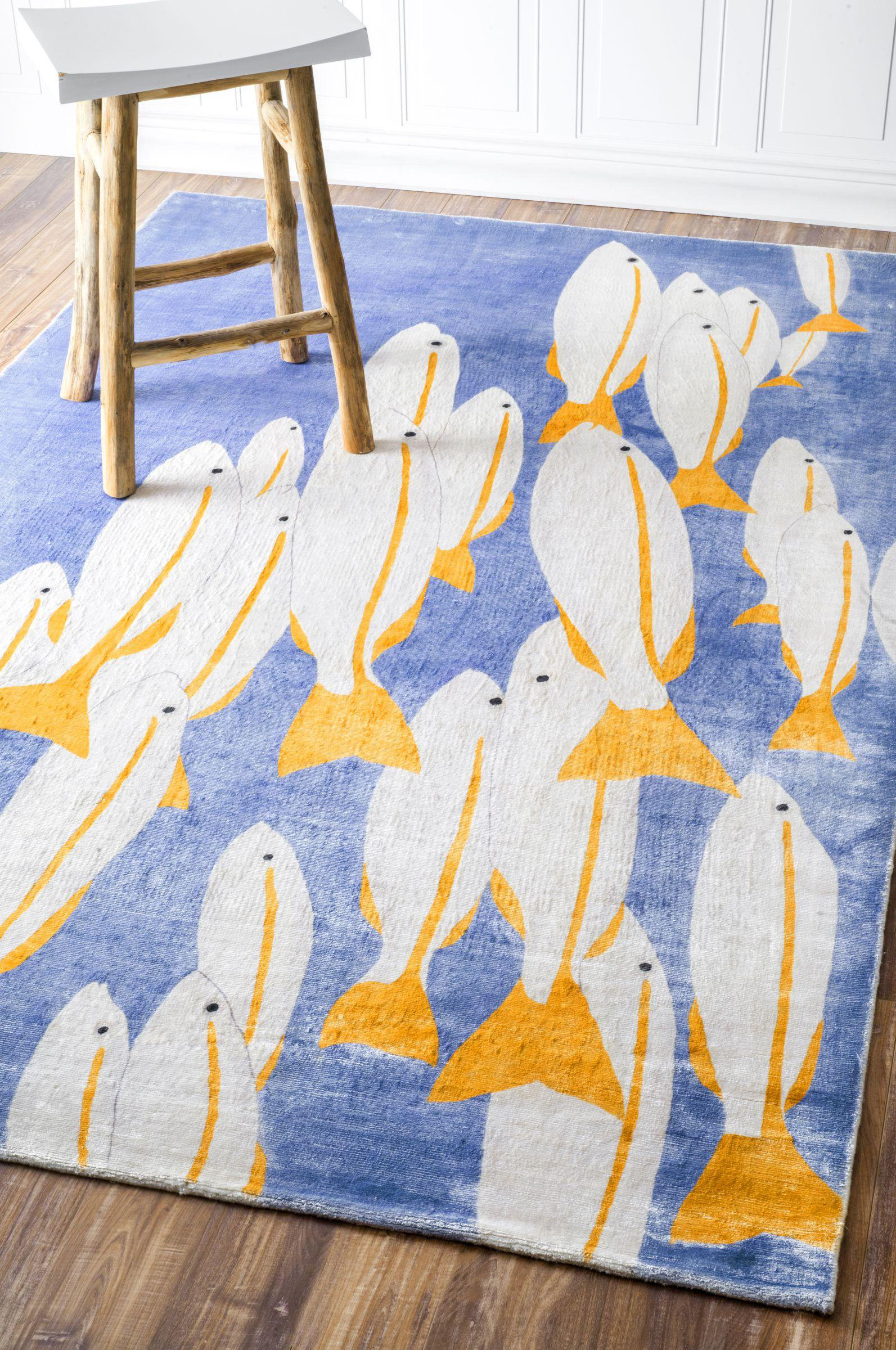 Bay Isle Home™ Korovia Abstract Hand-Knotted Blue/Beige Area Rug | Wayfair