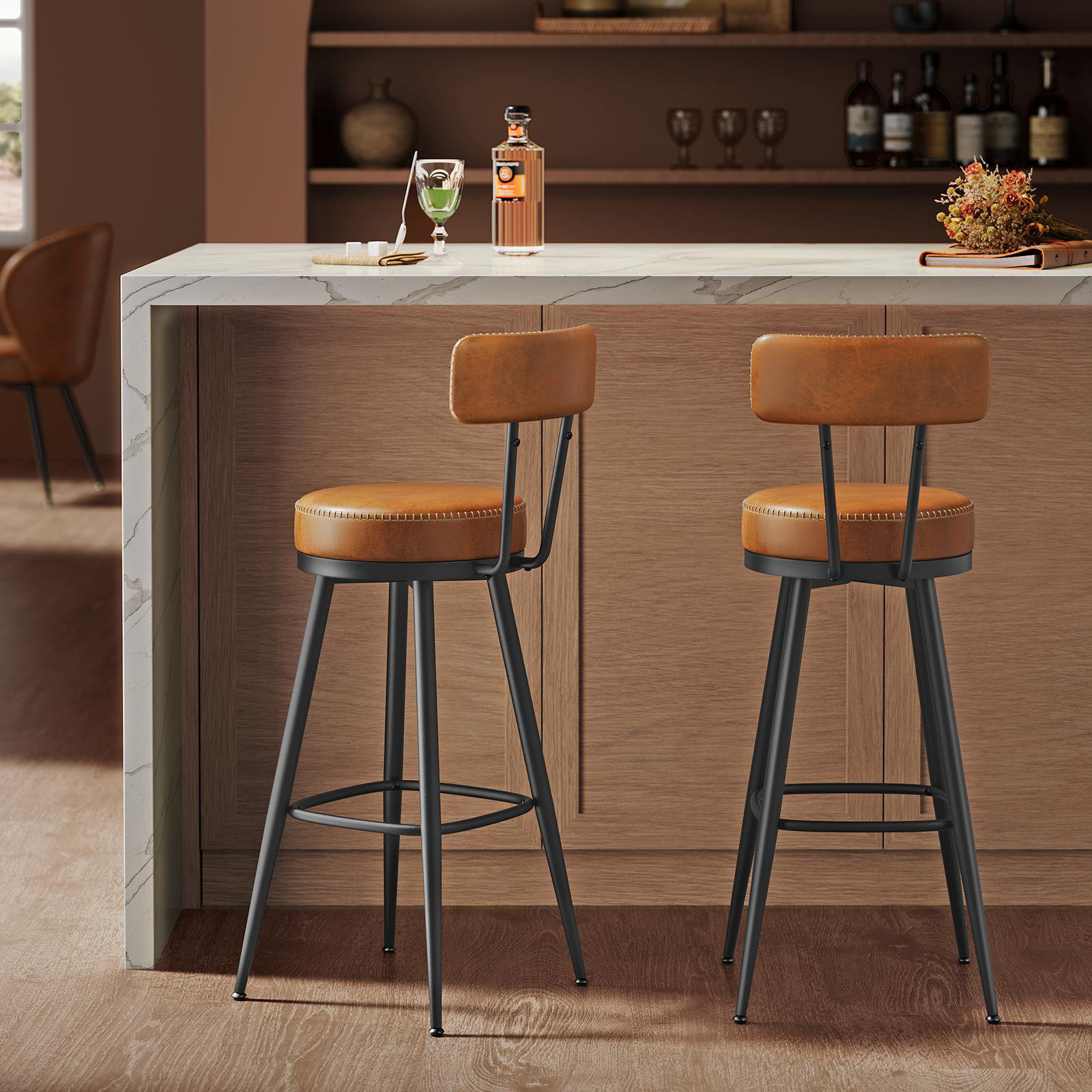 Corrigan Studio® Stools with Back, Synthetic Leather & Reviews | Wayfair