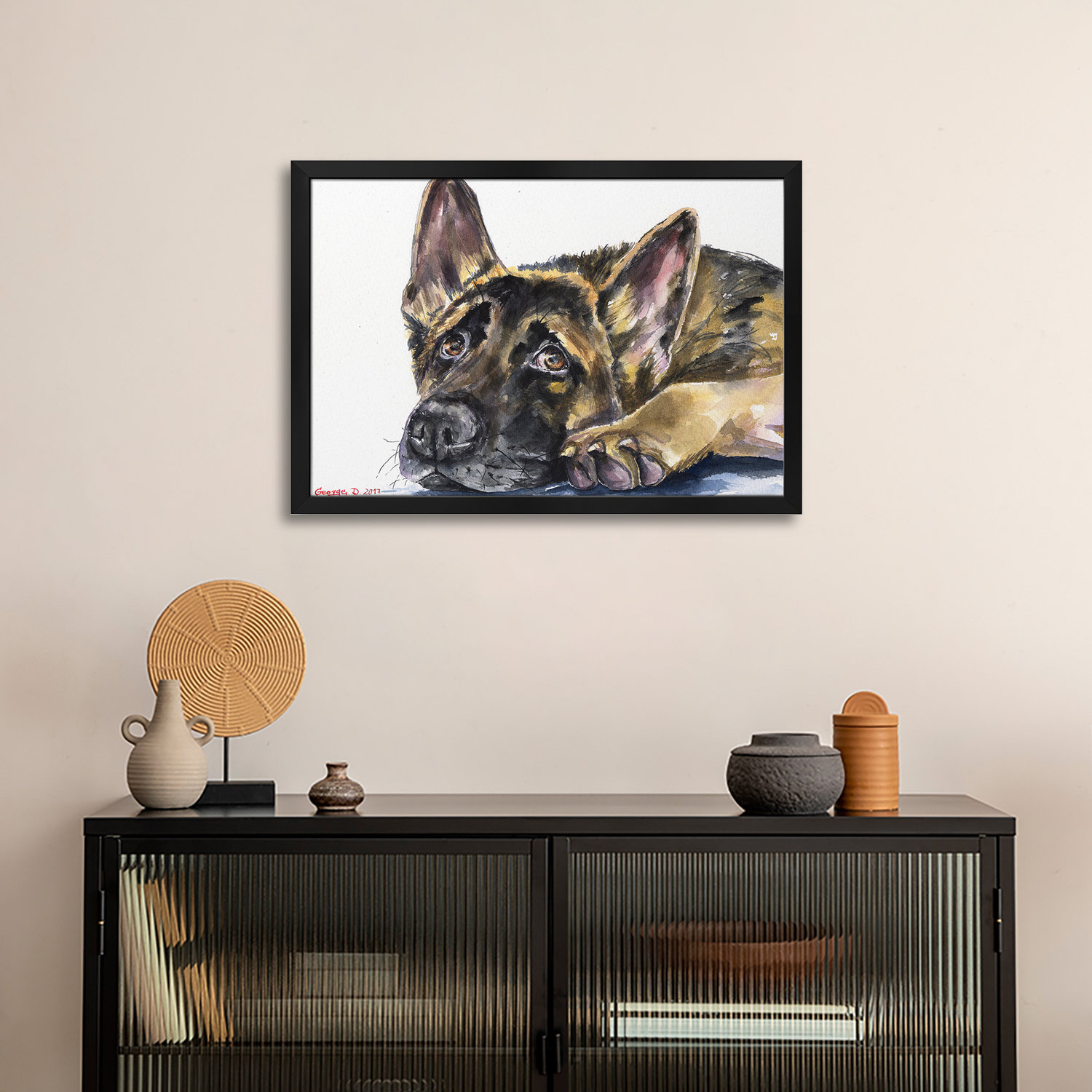 Latitude Run® German Shepherd Premium Framed Poster by George Dyachenko ...