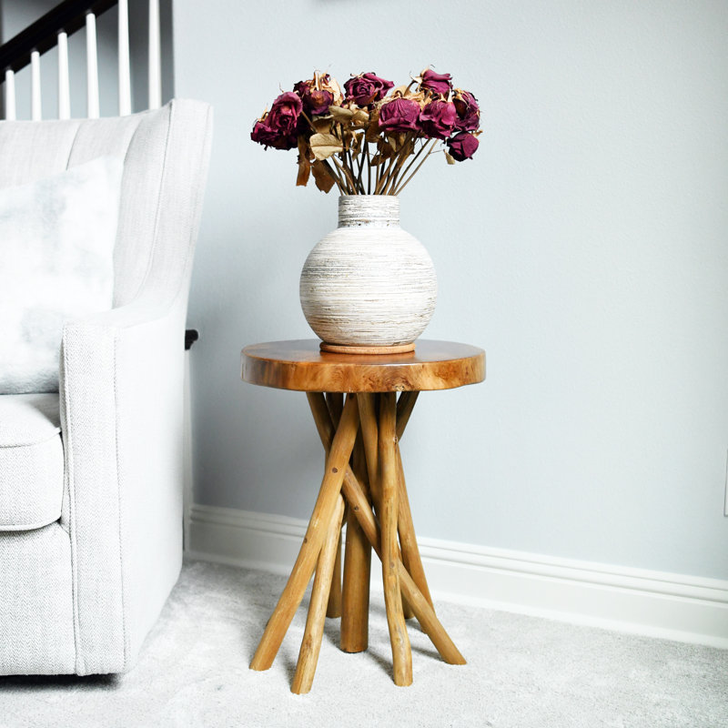 Millwood Pines Brishaun Solid Wood Abstract End Table & Reviews | Wayfair