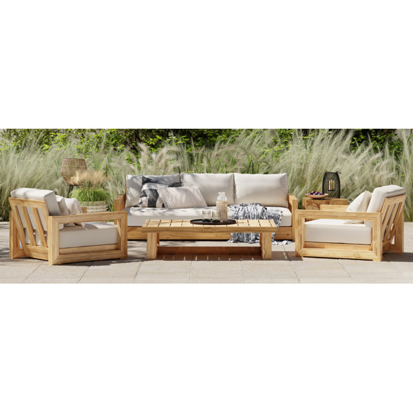 Joss & Main Melrose 76.55'' Teak Outdoor Patio Sofa & Reviews | Wayfair