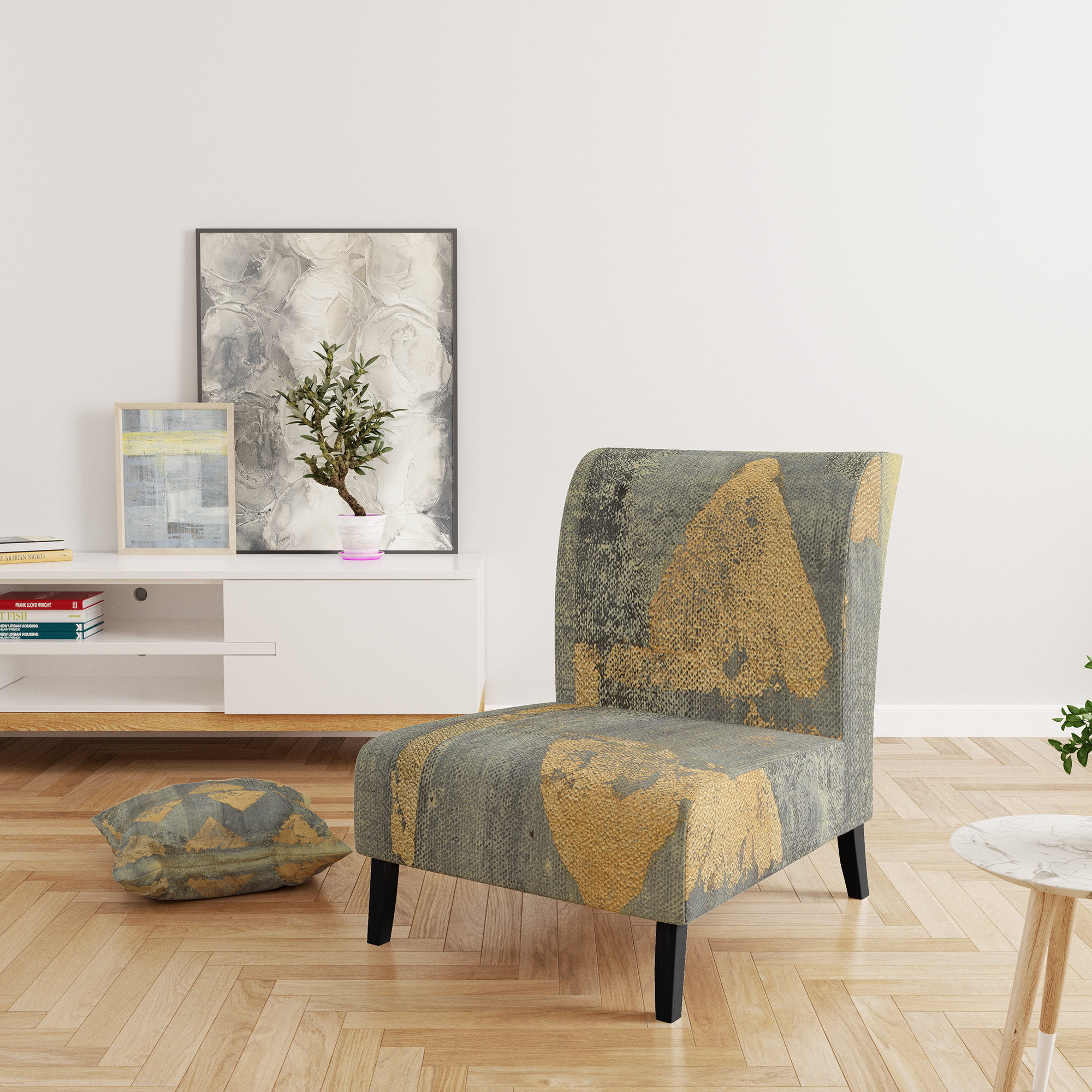 East Urban Home Glam Metallic Form I - Modern Upholstered Slipper Chair ...
