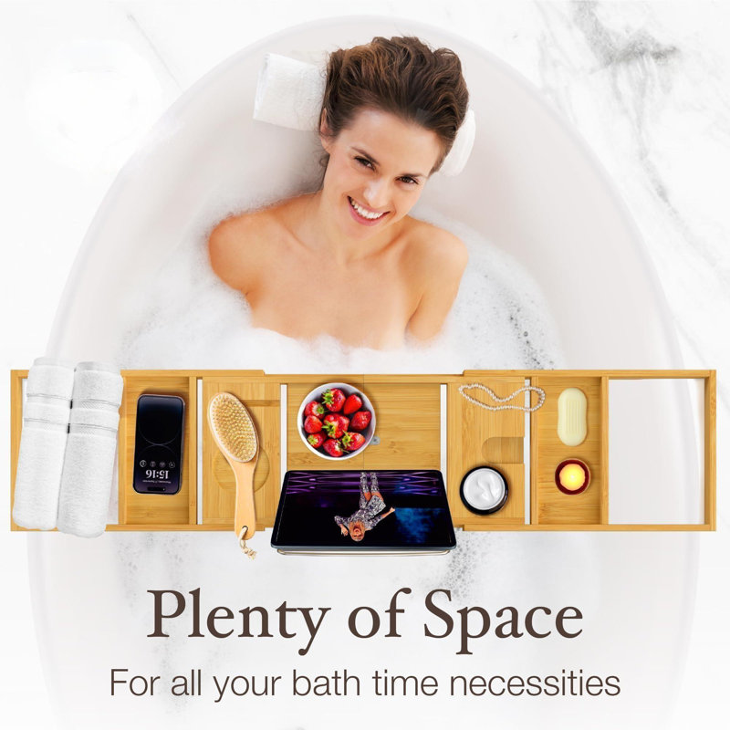 Rebrilliant Mirtil Freestanding Bamboo Bath Caddy | Wayfair