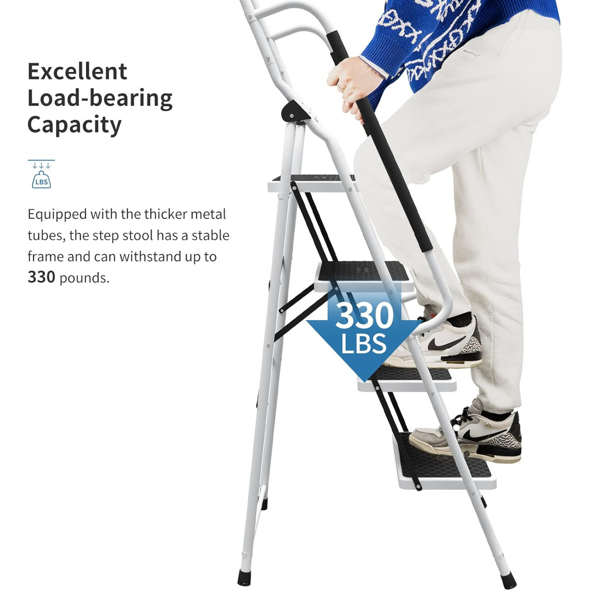 WFX Utility™ 4 Step Stool Steel Folding Step Ladder with Handrail ...