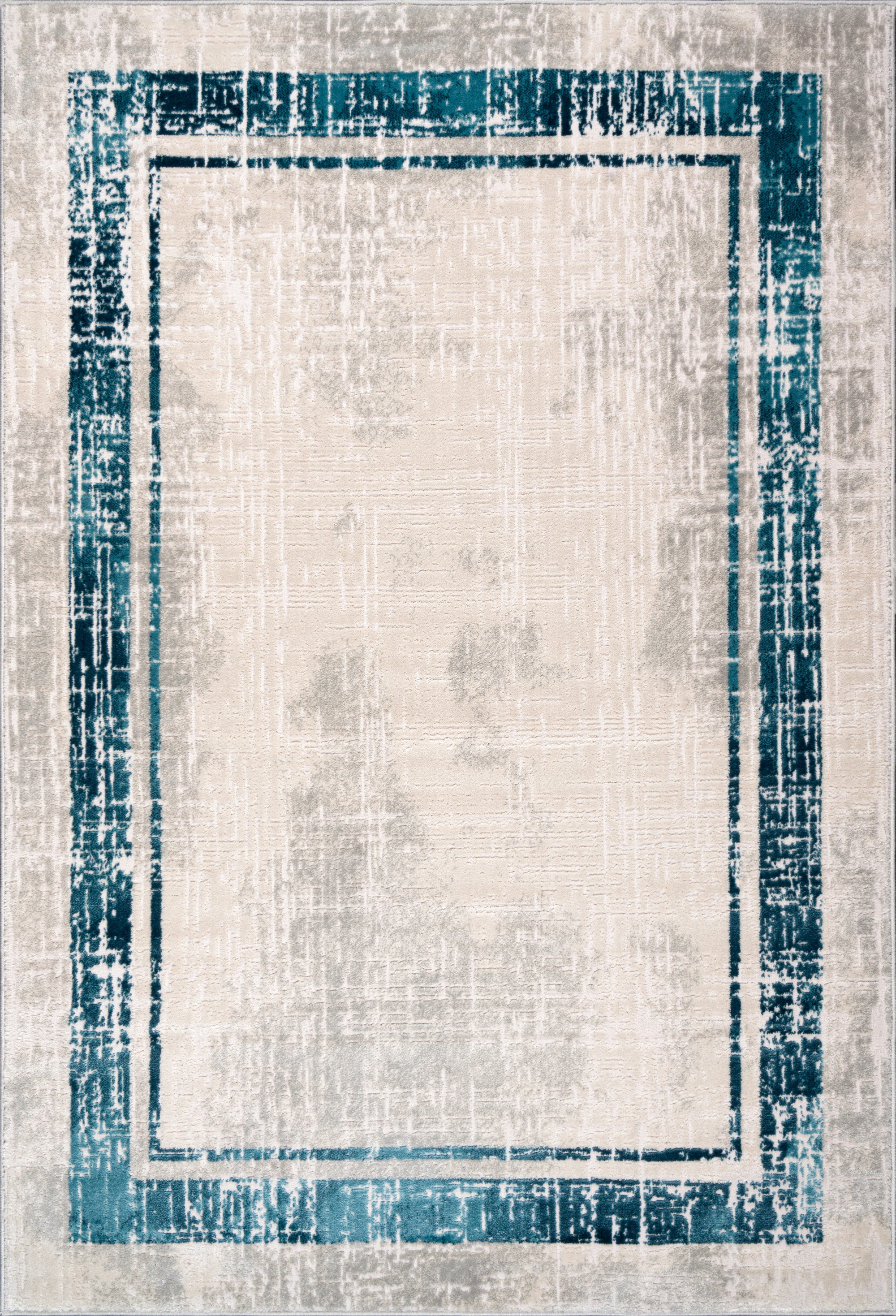 17 Stories Ladole Rugs Blue Grey Bordered Modern Contemporary ...