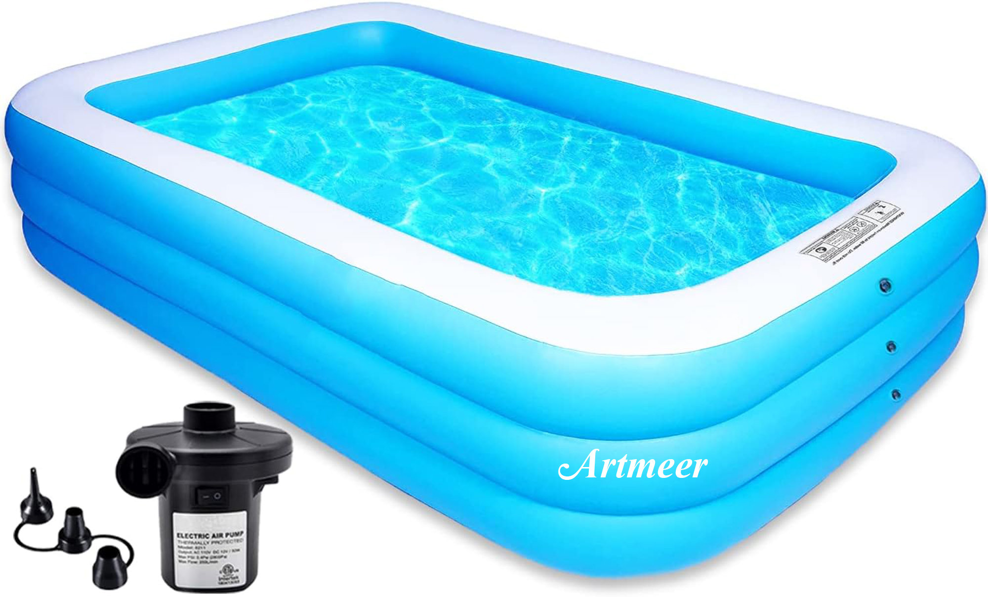 Artmeer 10ft Inflatable Pool for Adults & Kids – Heavy-Duty 6ft x 22in ...